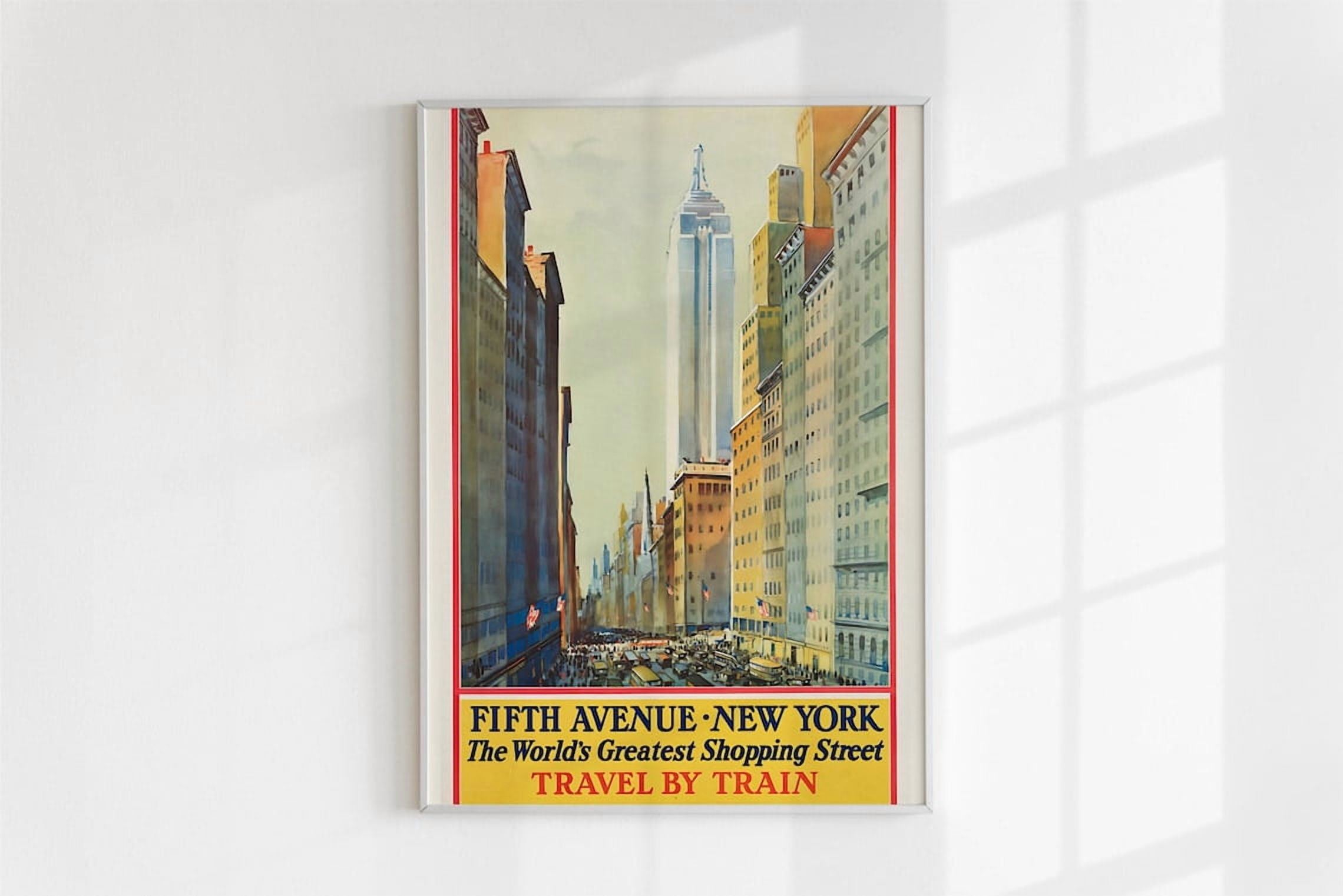 Miluva Vintage Fifth Avenue New York Travel Poster, Printable Nyc Wall ...