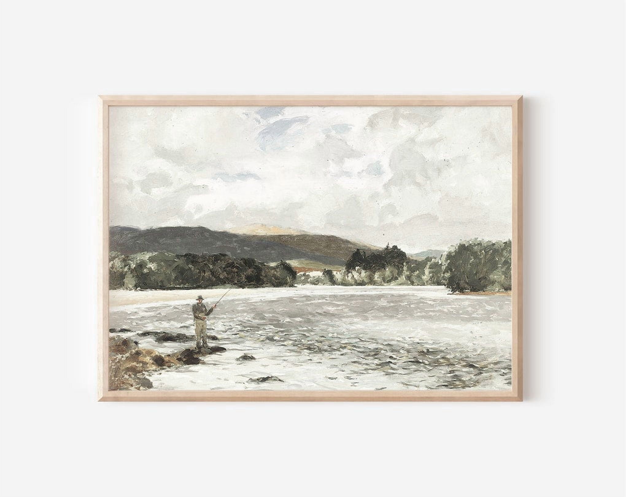 Miluva Vintage Fishing Printable Wall Art River Fishing Landscape Print ...