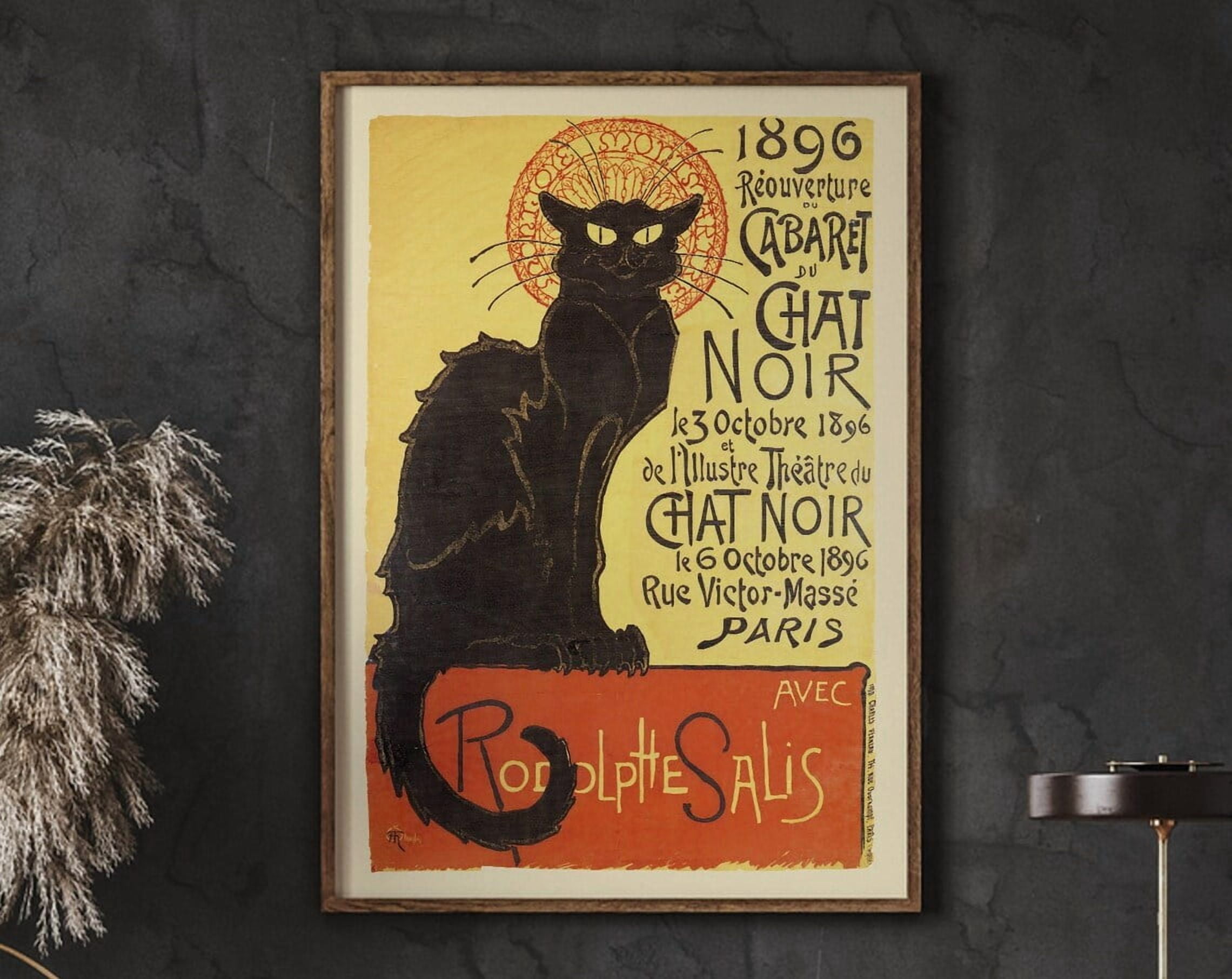 Miluva Vintage French Black Cat Poster, Rodolphe Salis Le Chat Noir ...