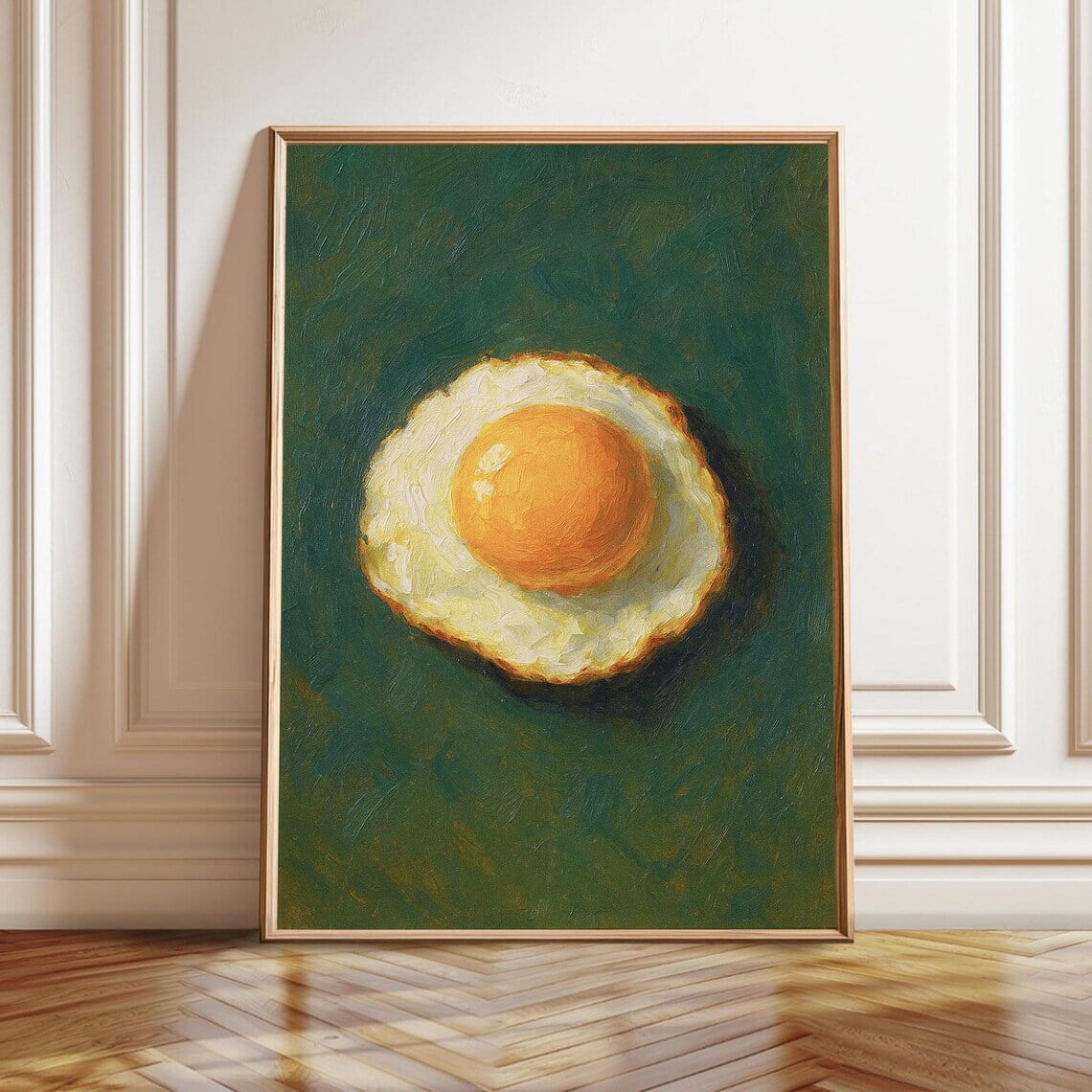 Miluva Vintage Fried Egg Print, Impasto Style Food , Retro Kitchen Wall ...