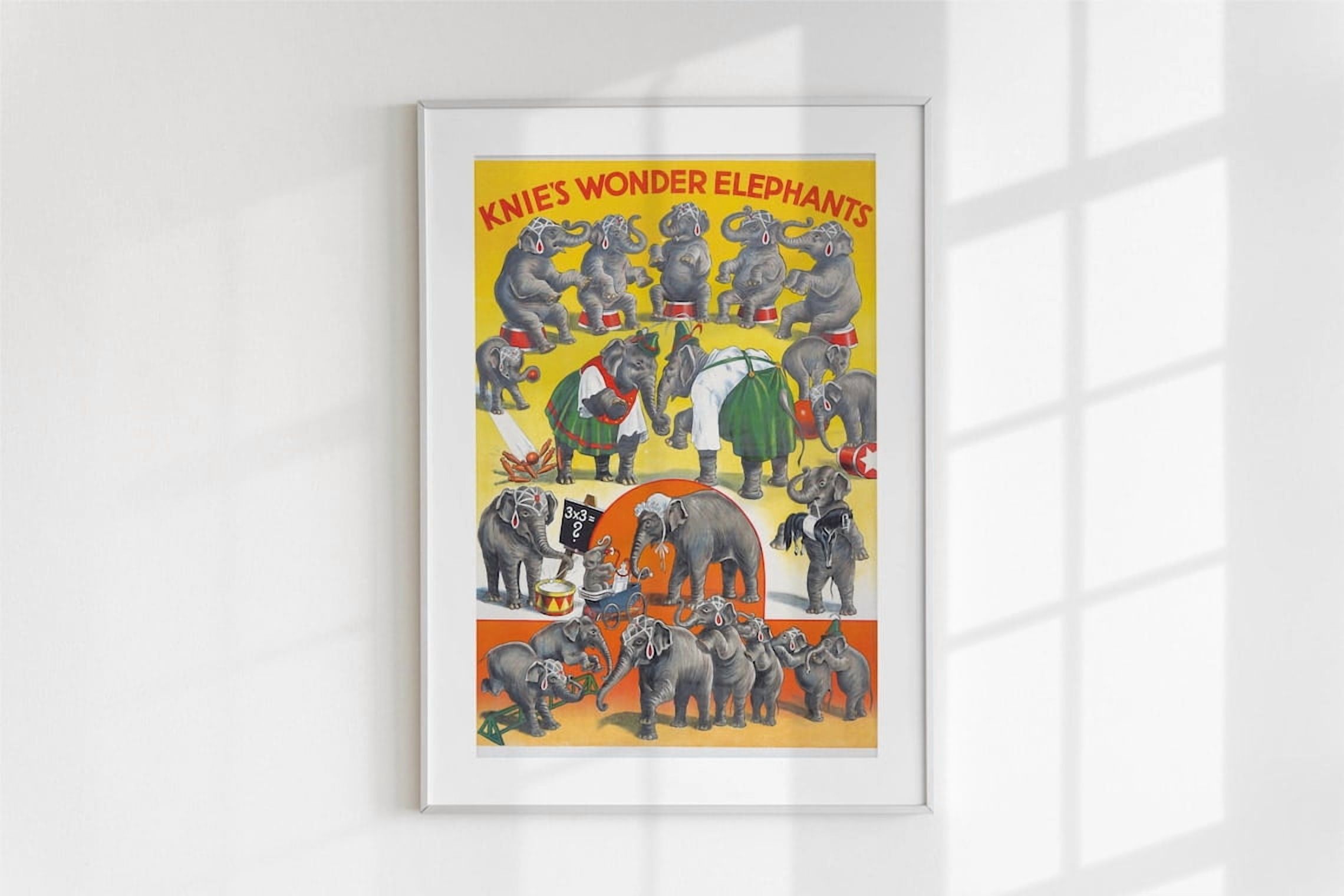 Miluva Vintage Knie S Wonder Elephants Circus Poster, Retro Wall Art ...