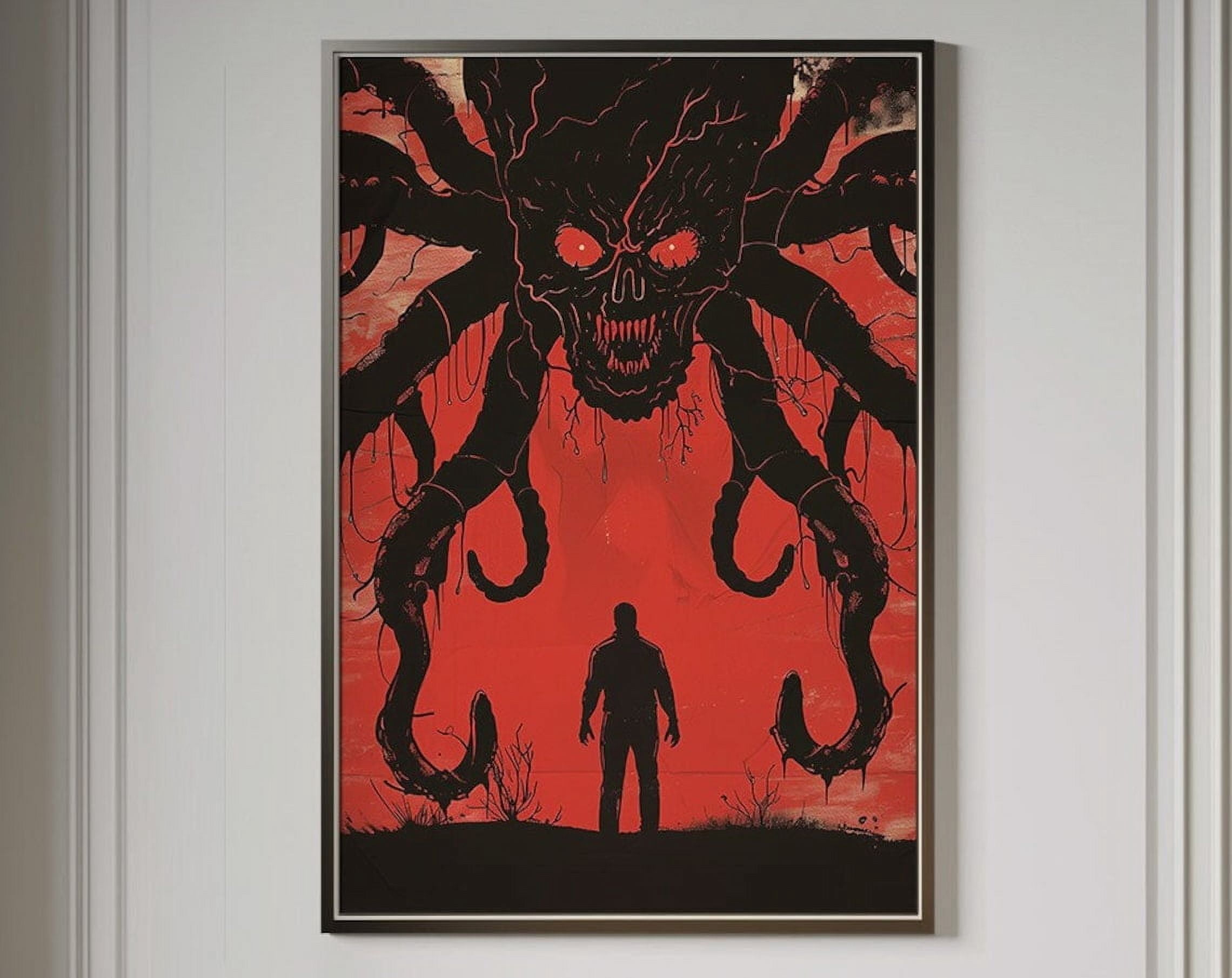 Miluva Vintage Movie Poster - Monstrous Entity Encounter Art Print ...