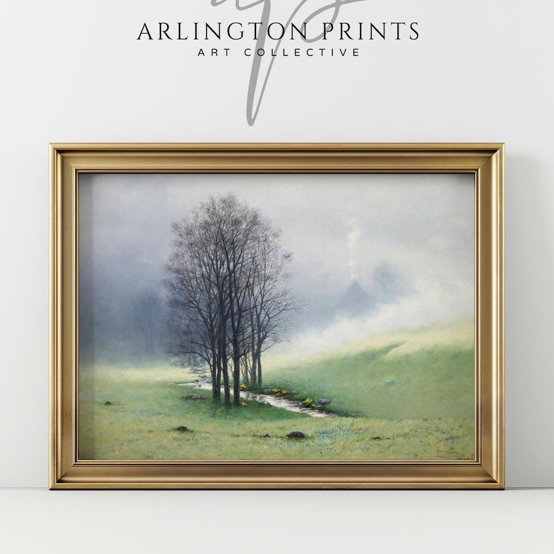 Miluva Vintage Muted Spring Landscape, Printable Antique Meadow ...