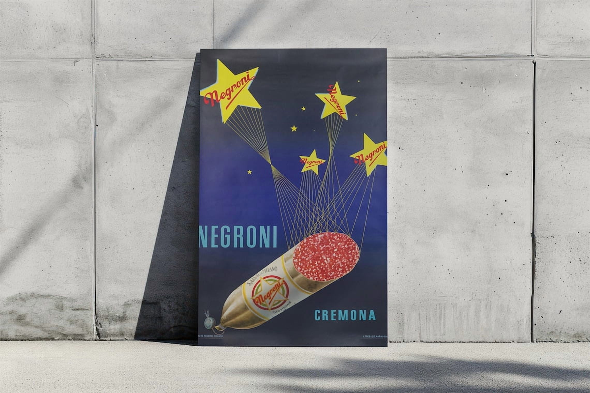 Miluva Vintage Negroni Salami Poster, Retro Italian Food Advertising ...