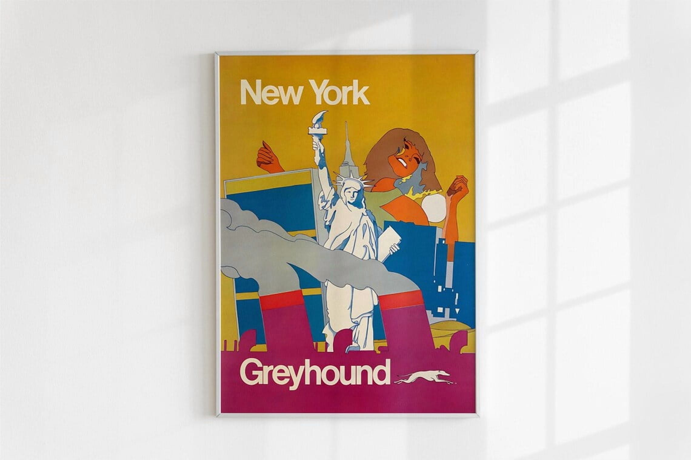 Miluva Vintage New York Greyhound Poster 2:3 Printable Wall Art Retro ...