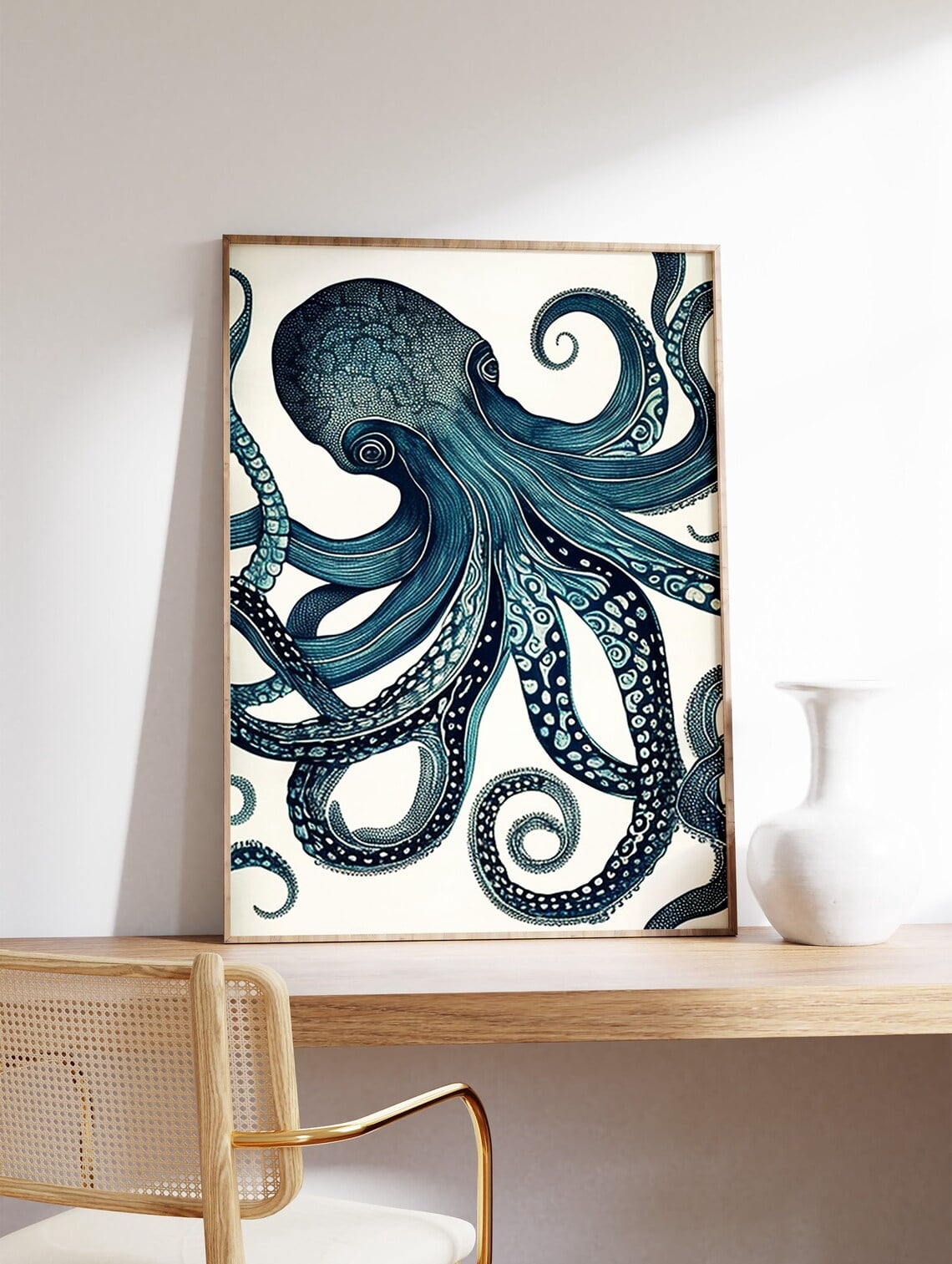 Miluva Vintage Octopus Poster, Sea Life Art, Ocean Wall Art, Octopus ...