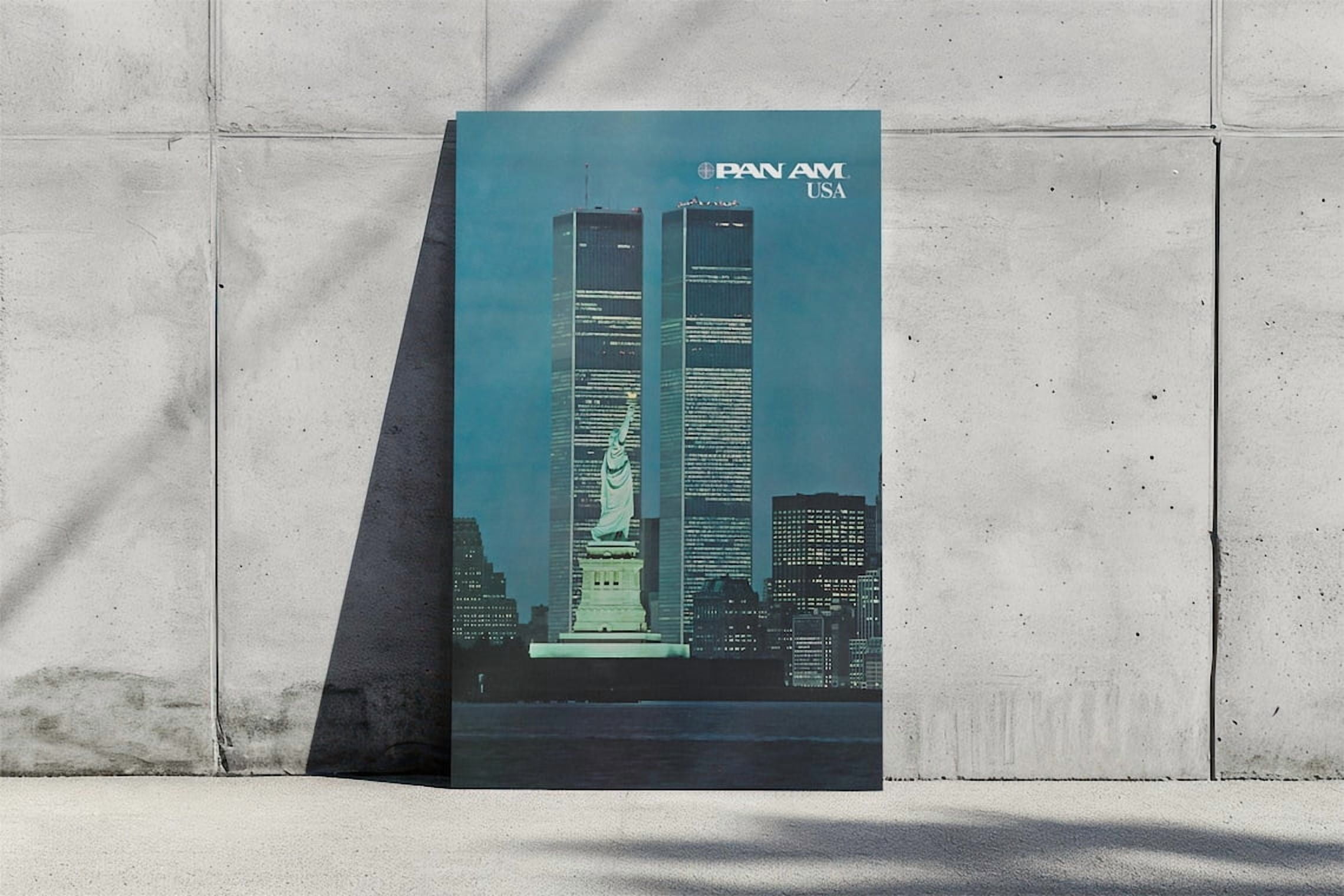 Miluva Vintage Pan Am Poster, Statue Of Liberty And World Trade Center ...