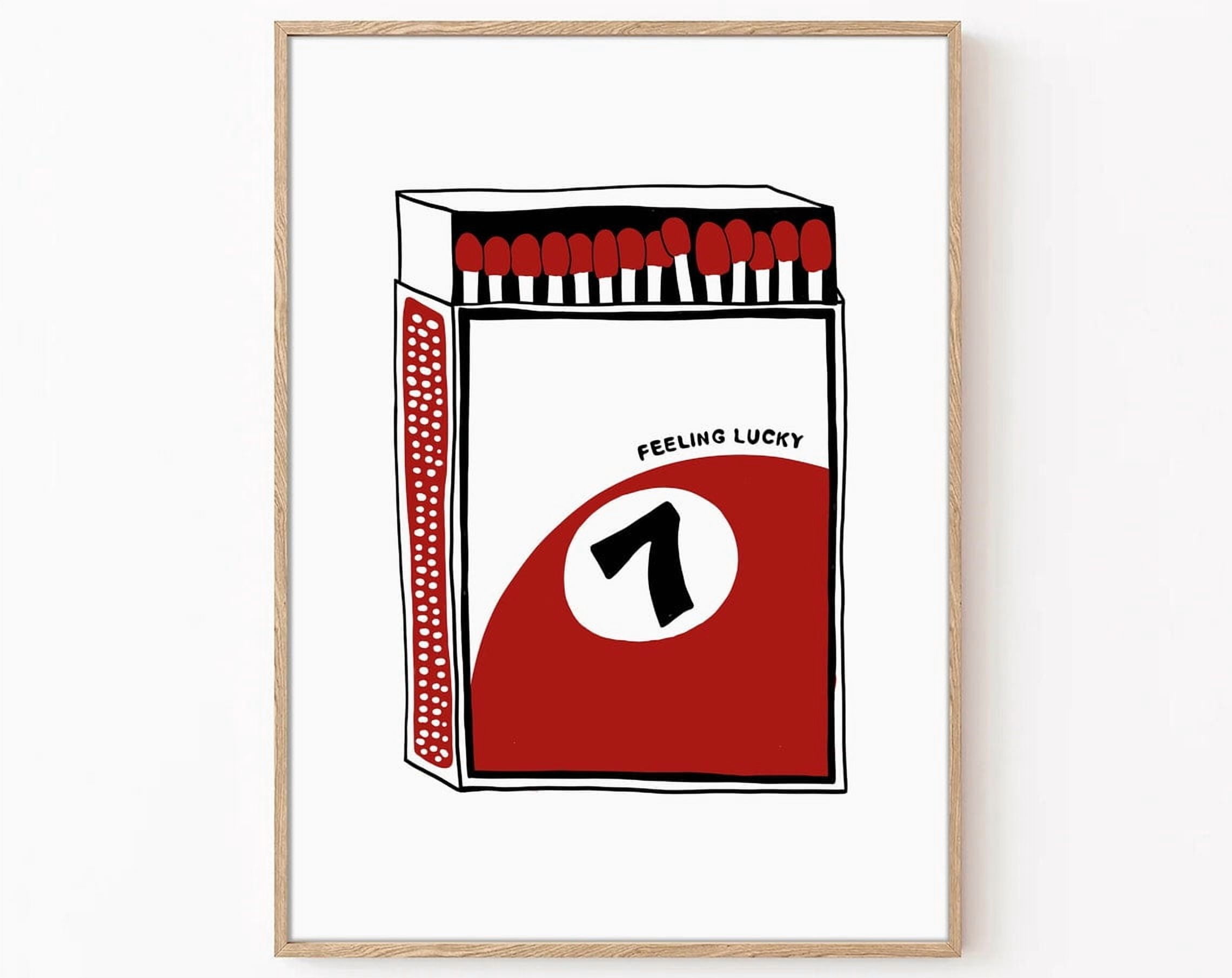 Miluva Vintage Pool Ball Print, Feeling Lucky Poster, Retro Hand-Drawn ...