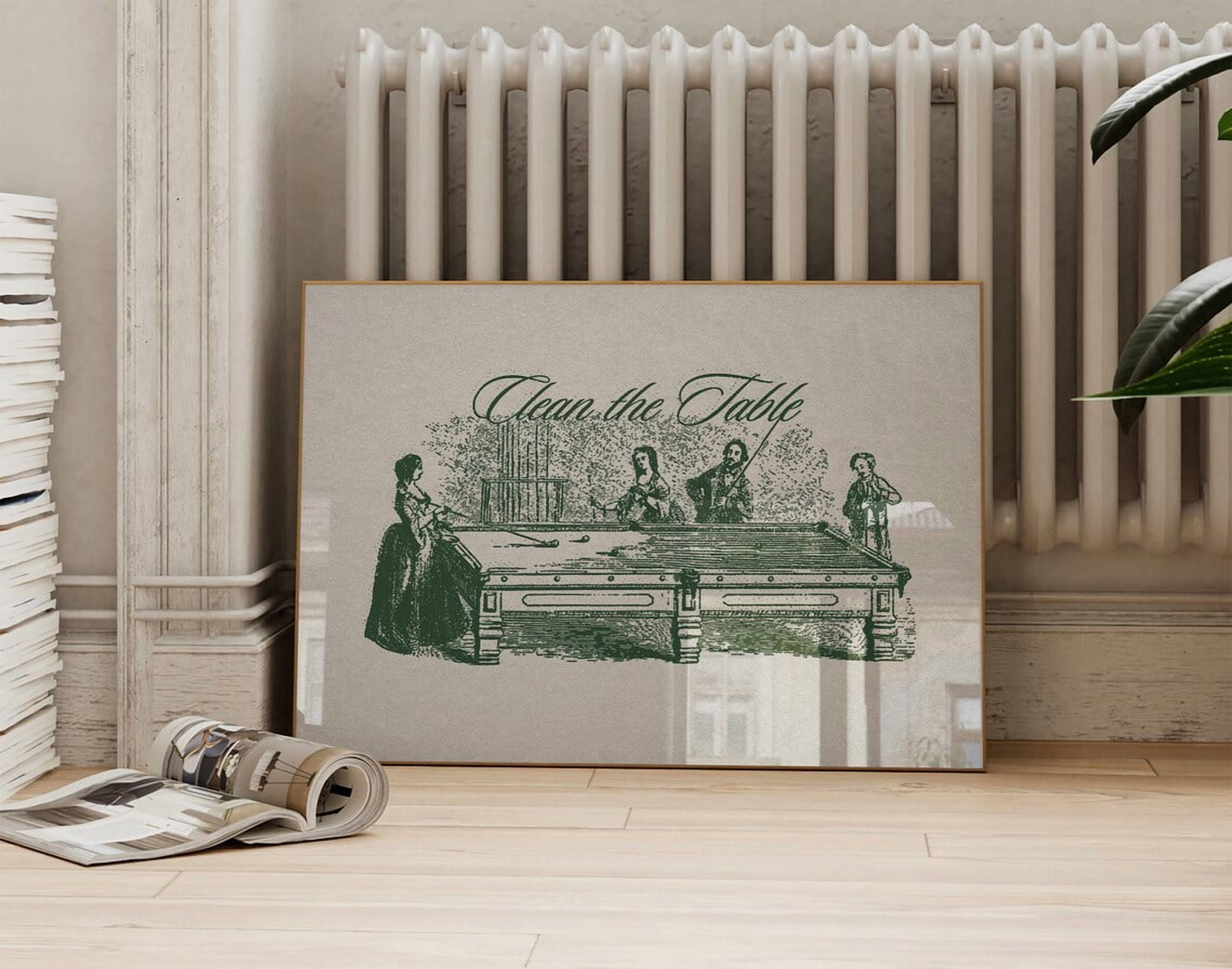 Miluva Vintage Pool Poster Retro Billiards Print Green Game Rec Room ...