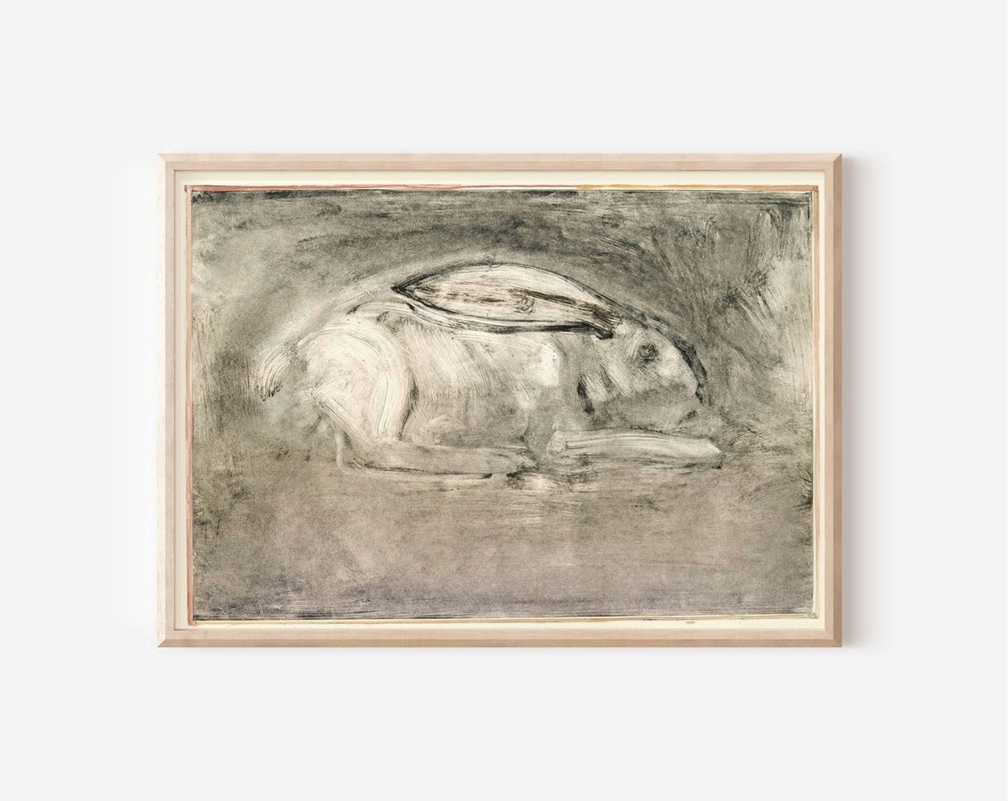 Miluva Vintage Rabbit Wall Decor Antique Bunny Print able Nursery Wall ...