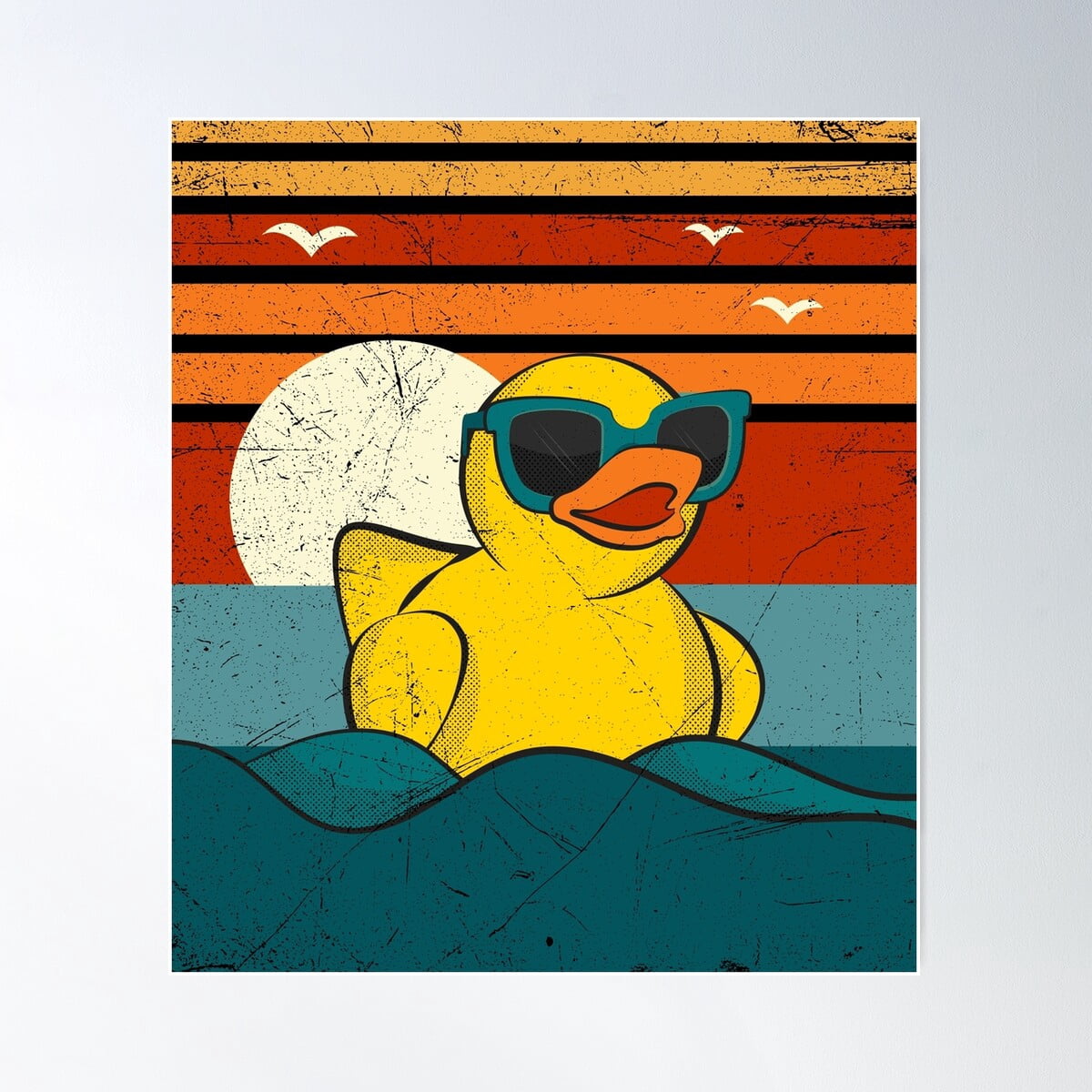 Miluva Vintage Retro Sunset Art Of Zoo Cute Yellow Rubber Duckling Bath ...