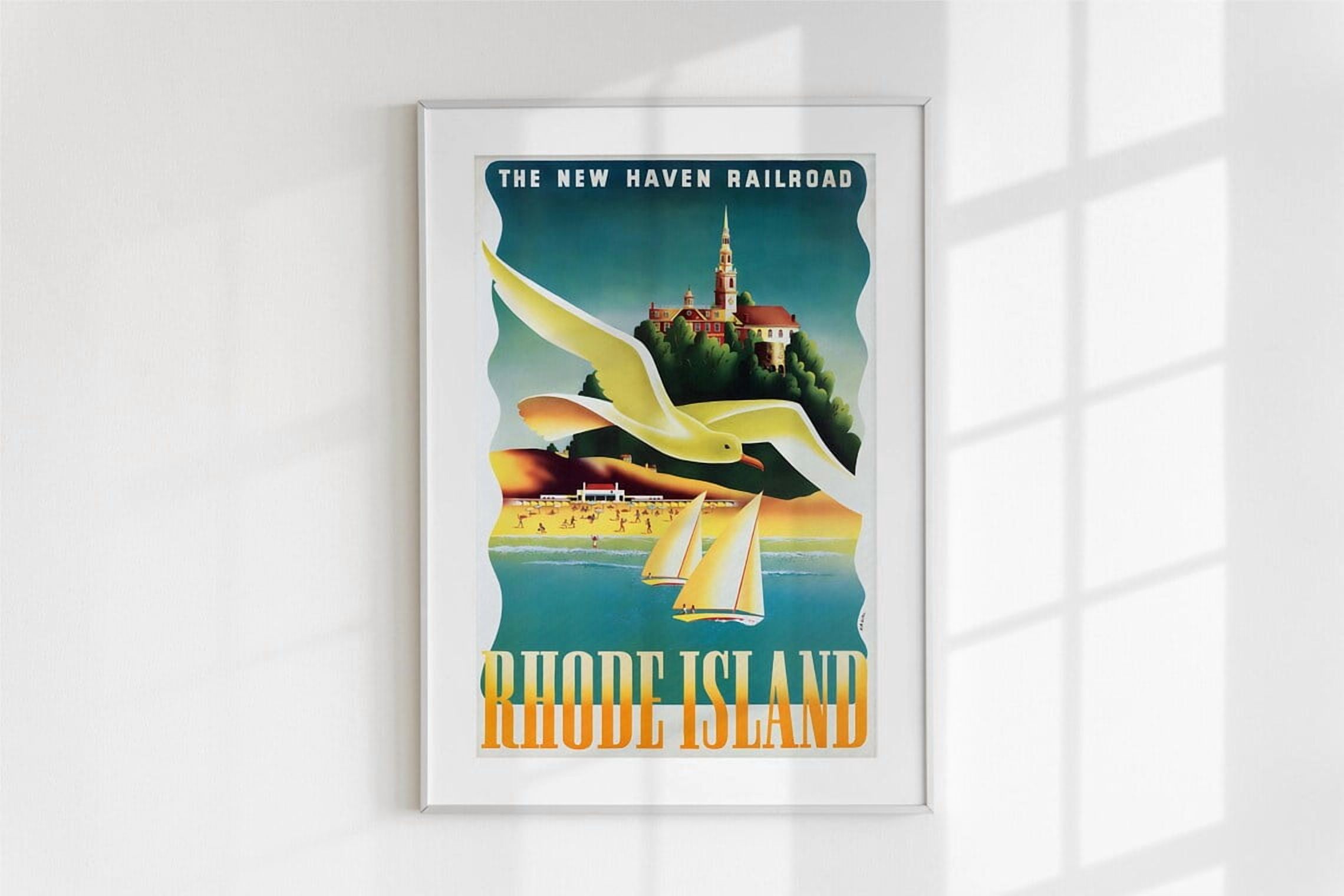 Miluva Vintage Rhode Island Travel Poster, New Haven Railroad Art ...