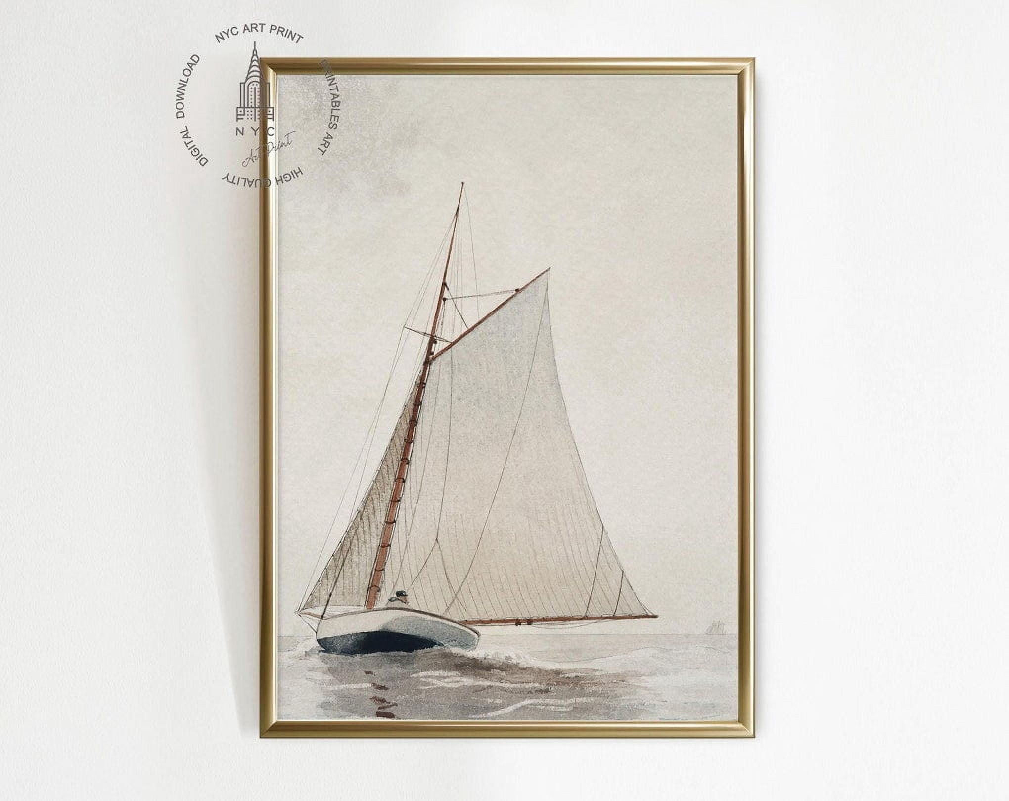 Miluva Vintage Sailing Boat, Sailboat , Old Ship Art Print, Vintage ...