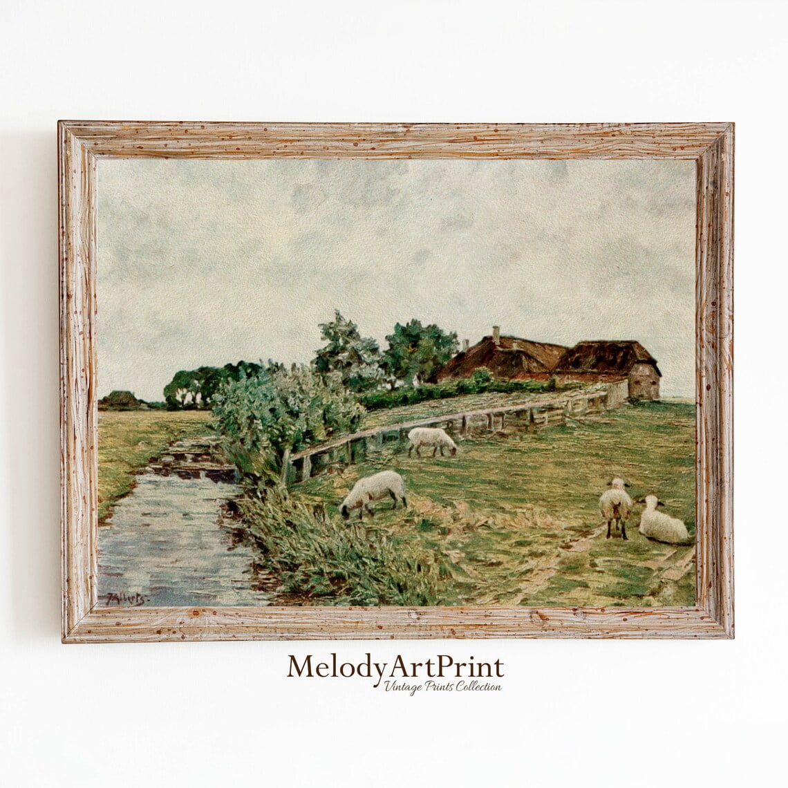 Miluva Vintage Sheep , Country Landscape , Farmhouse Wall Decor, Farm ...