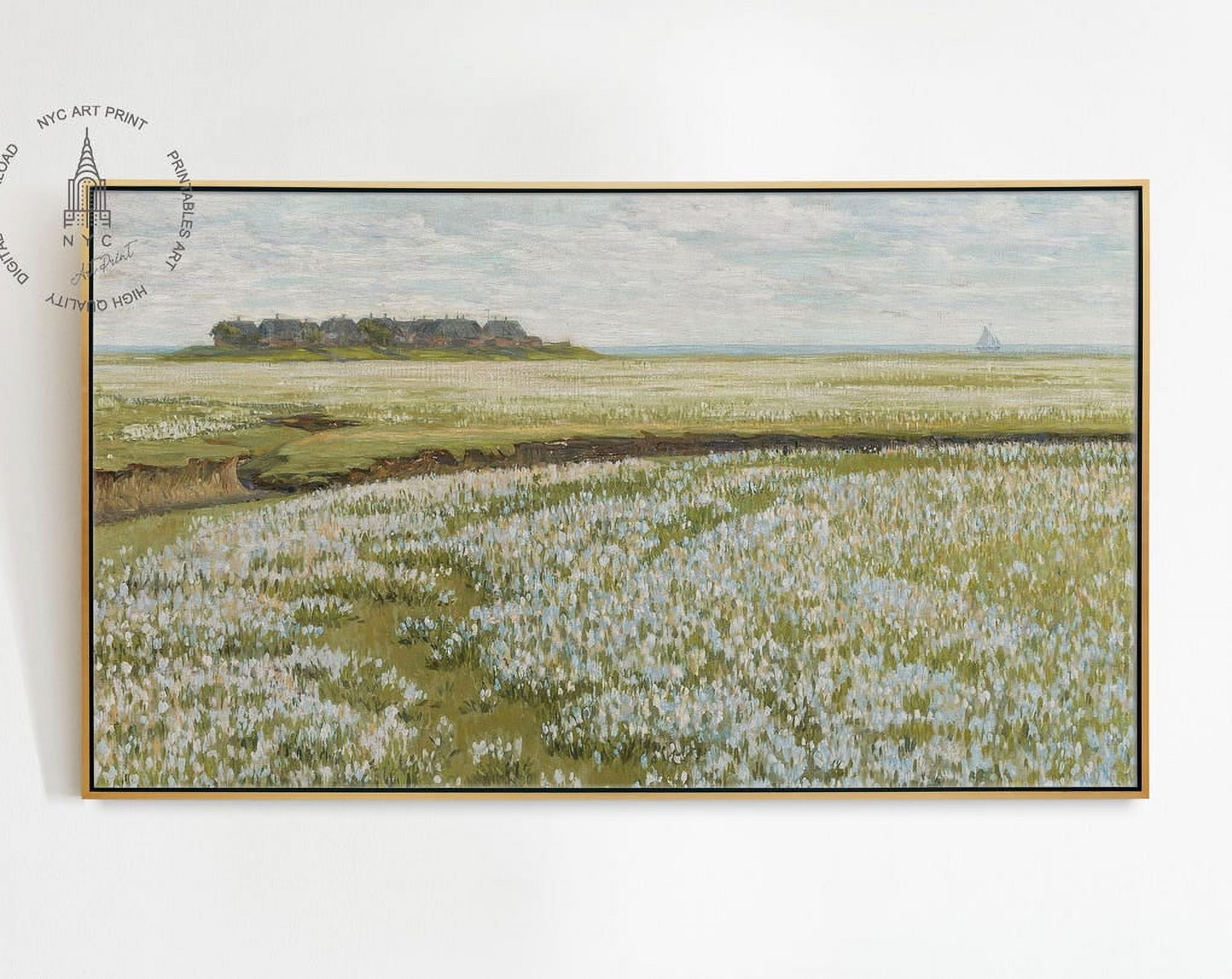 Miluva Vintage Summer Landscape Print, Meadow , Vintage Country Field ...