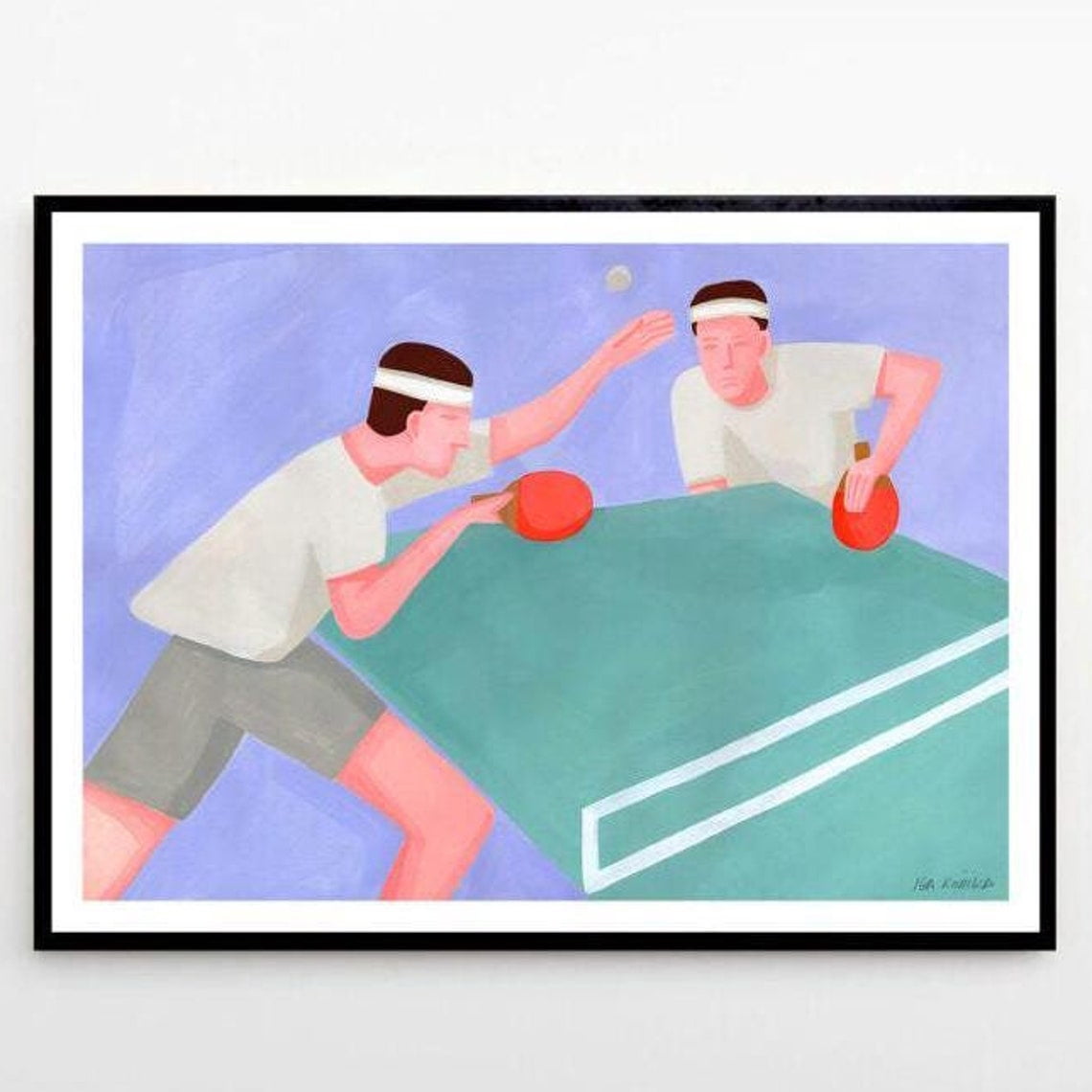 Miluva Vintage Table Tennis Print Ping Pong Poster Bauhaus Wall Art Mid ...