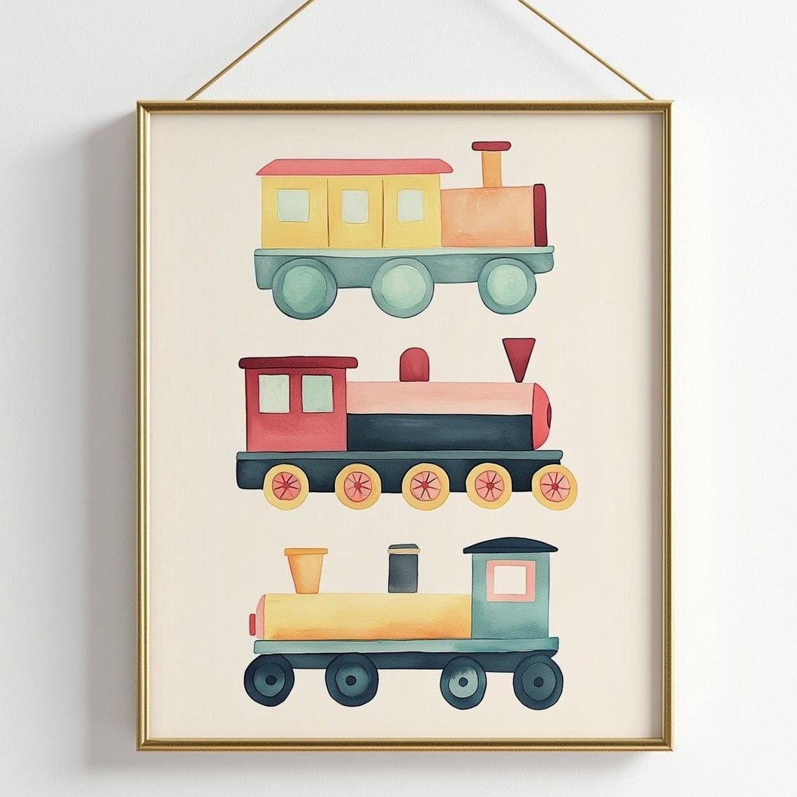 Miluva Vintage Train Nursery Art, Pastel Train Wall Print, Boys Room ...