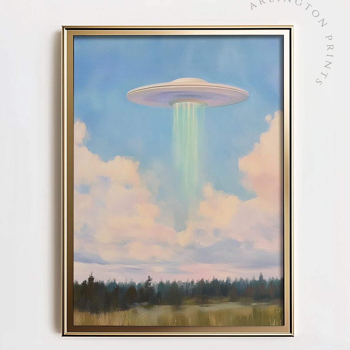 Miluva Vintage Ufo Landscape Art, Printable Nerdcore Meadow , Trendy ...