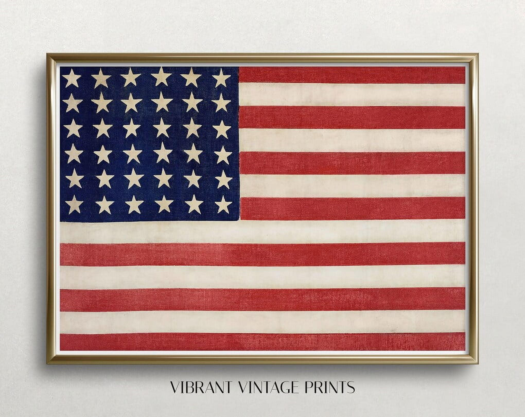 Miluva Vintage Us Flag Art, Vintage Flag Print, United States Flag ...