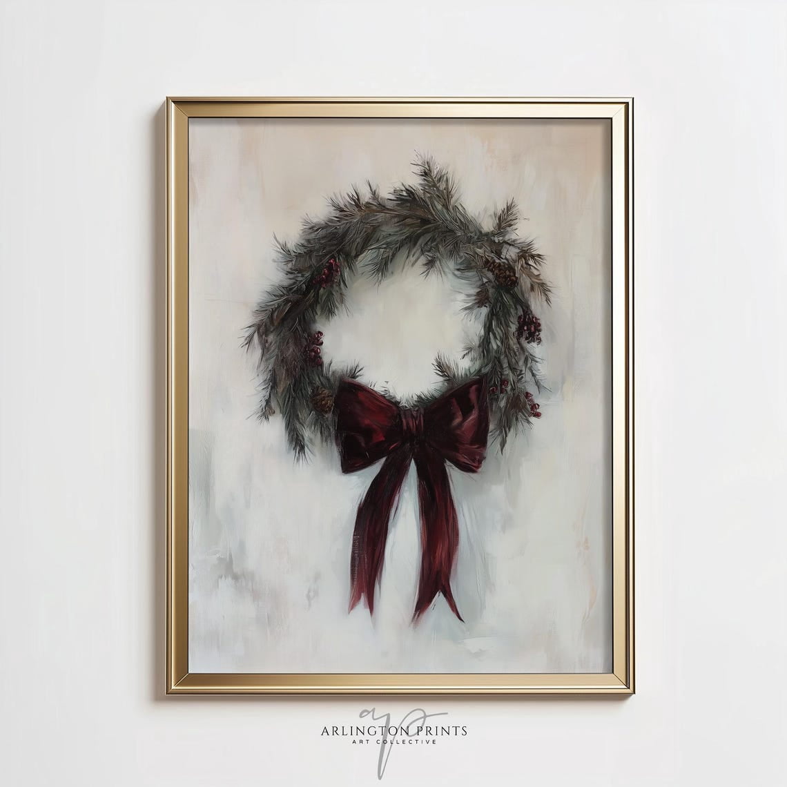 Miluva Vintage Wall Art, Rustic Wreath Art Print, Moody Winter Decor ...
