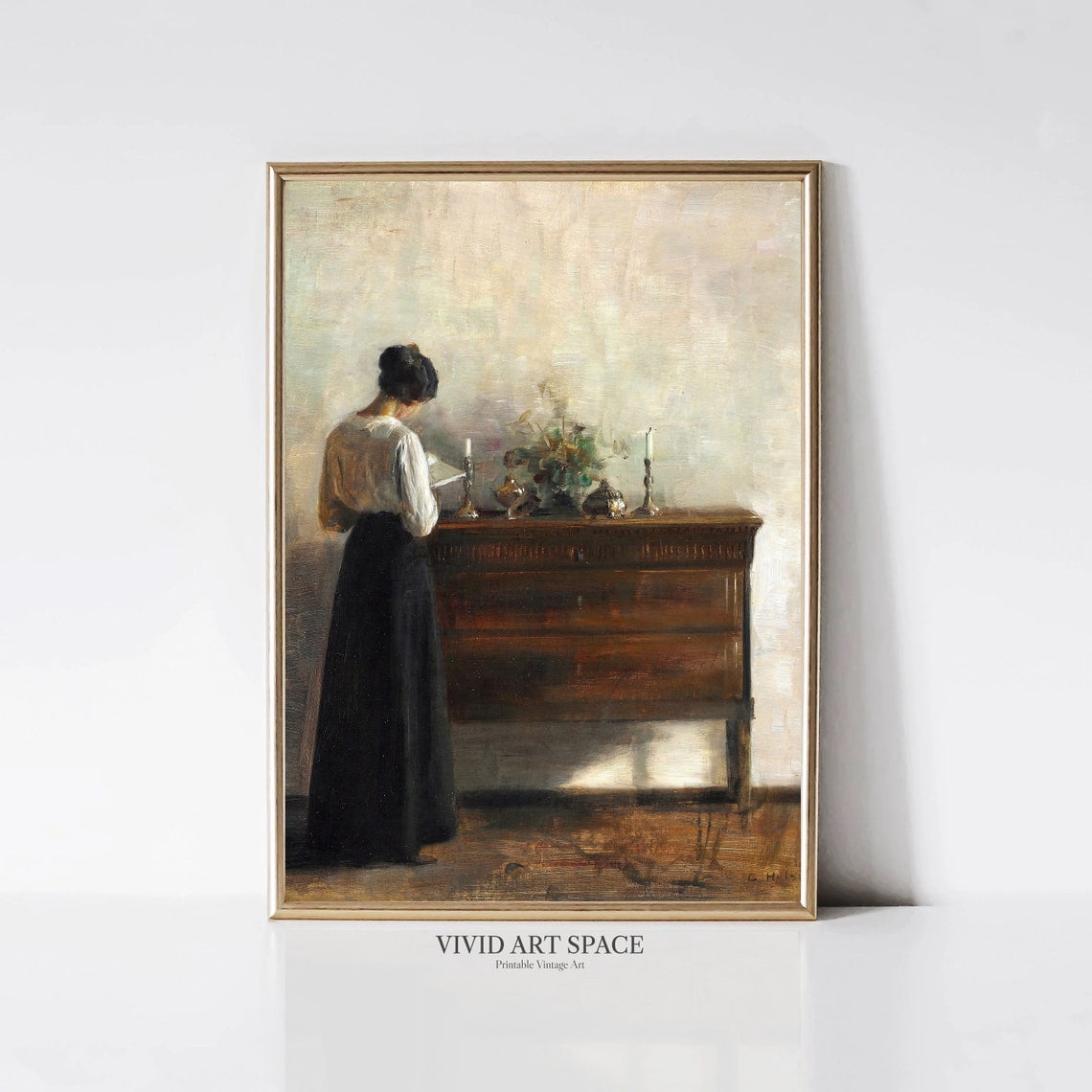 Miluva Vintage Woman Portrait Moody Art Print Woman Reading Poster ...