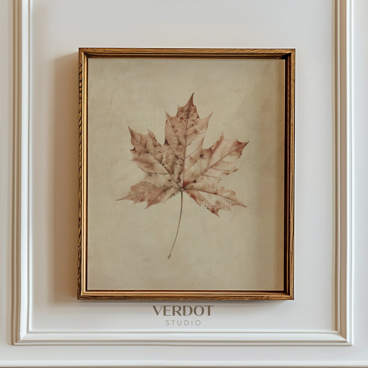 Miluva Vintage fall leaf wall art – Neutral rustic autumn print – Beige ...