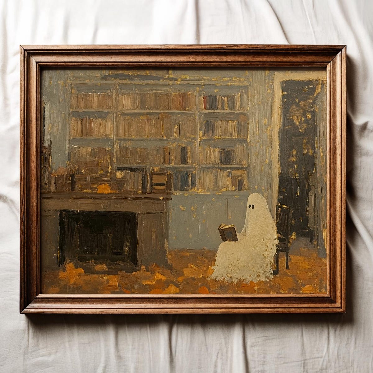 Miluva Vintage ghost reading wall art – Halloween ghost poster ...