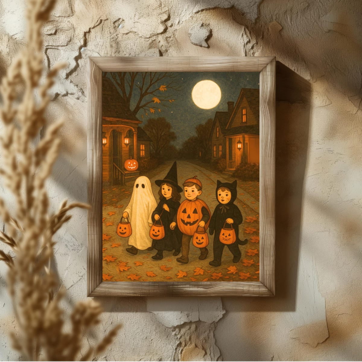 Miluva Vintage trick or treat halloween wall art retro kids costume ...