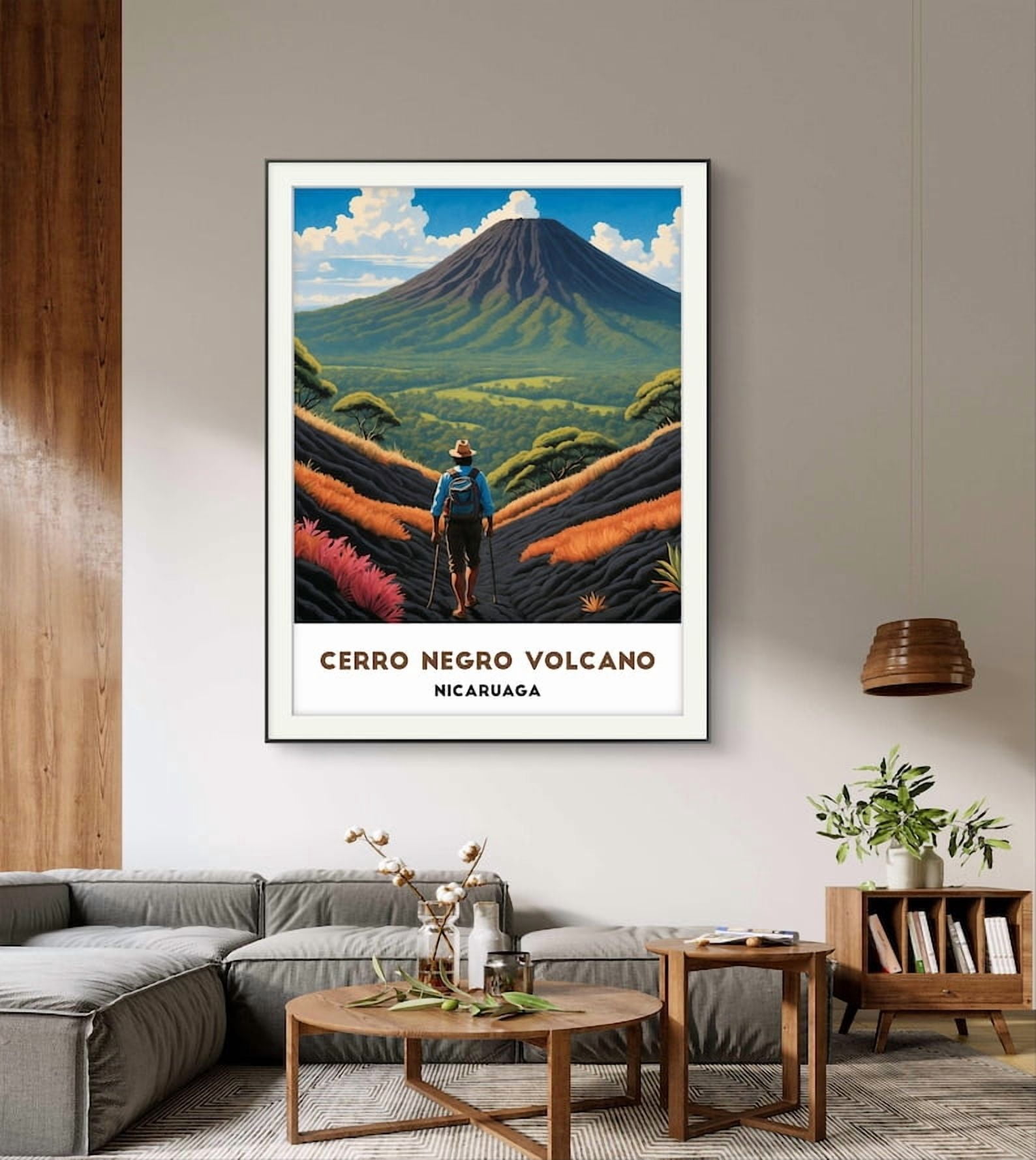 Miluva Volcano Hiking Poster Adventurer In Nature, Majestic Volcano ...