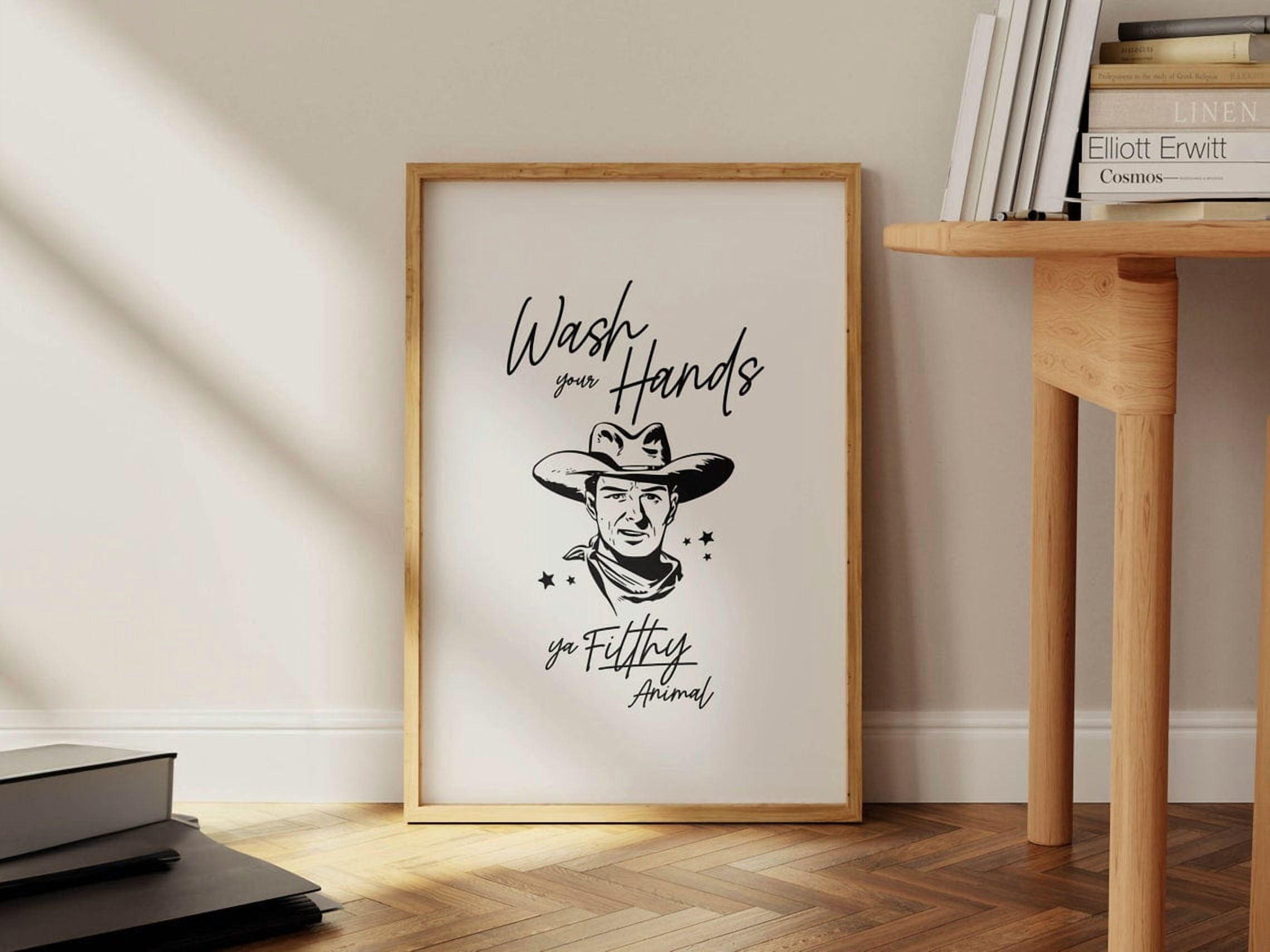 Miluva Wash Hands Bathroom Print Cowboy Bathroom Wall Art Western ...