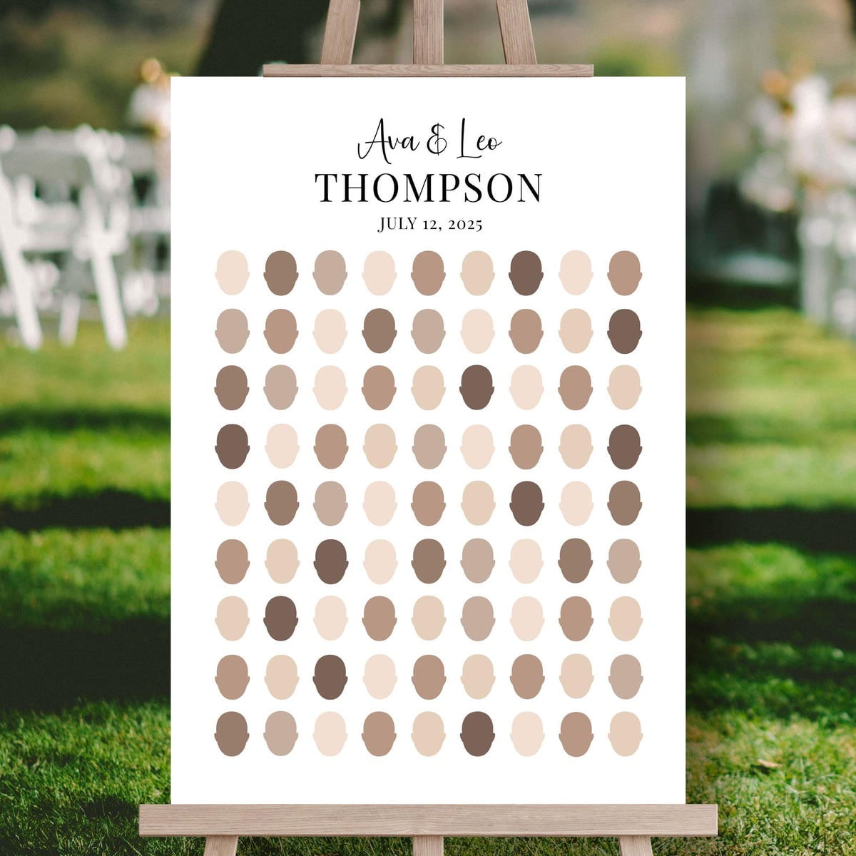 Miluva Wedding Guest Book Alternative, Draw Your Face Poster, Editable ...