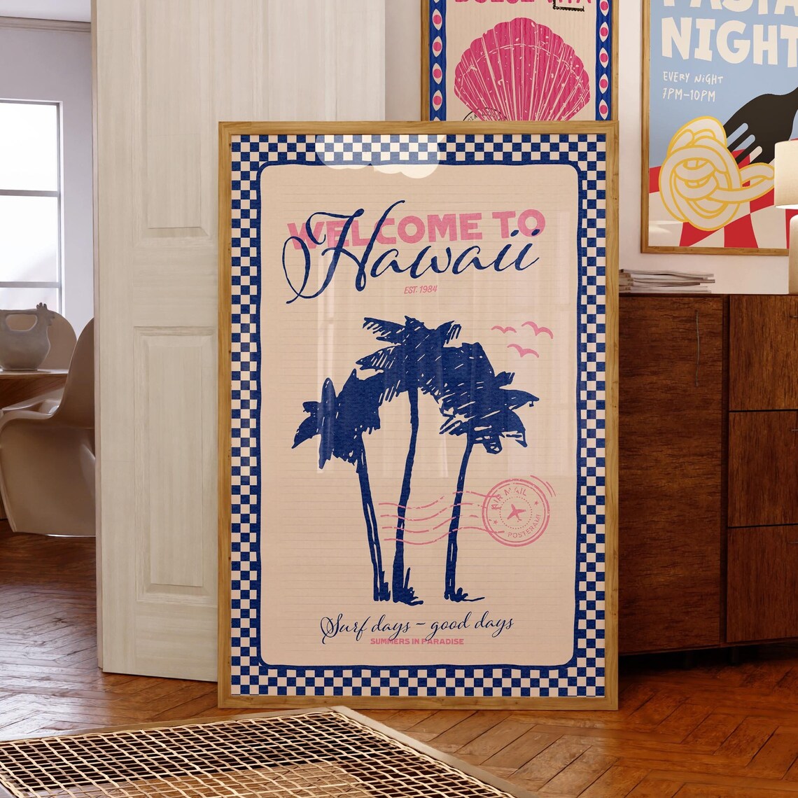 Miluva Welcome To Hawaii Art Print, Summer Beach Coastal Art ...