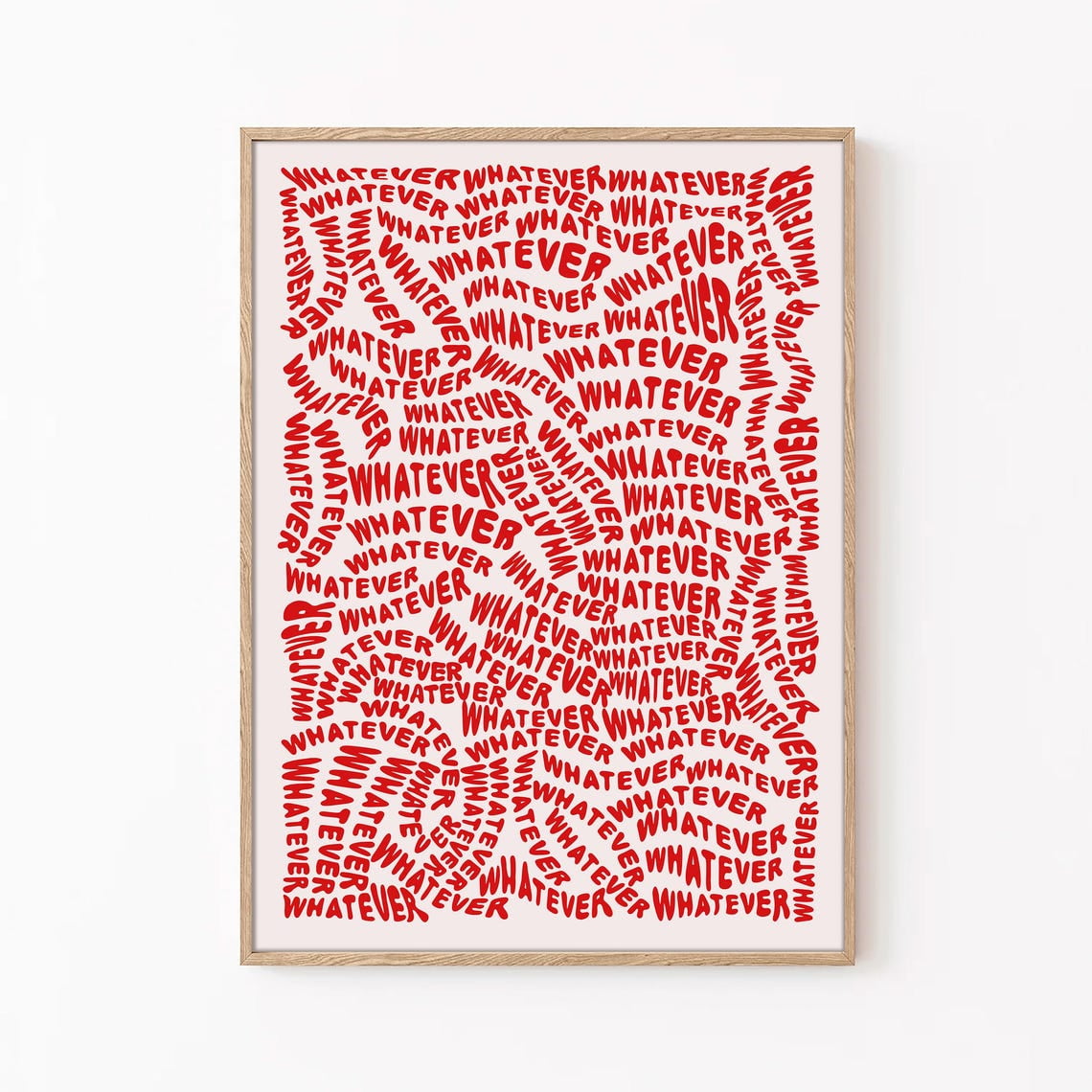 Miluva Whatever Poster, Typography Poster, Red Colour Print, Whatever ...