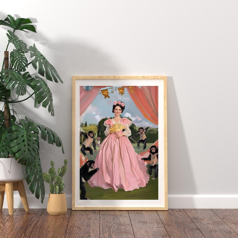 Miluva Whimsical French Lady Art Print Playful Rococo-Inspired Poster ...
