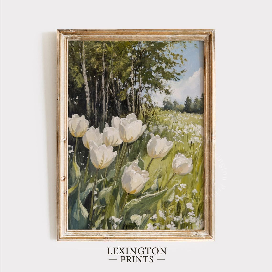 Miluva White Tulip Field Print, Spring Wall Art, Spring Print Tulip ...