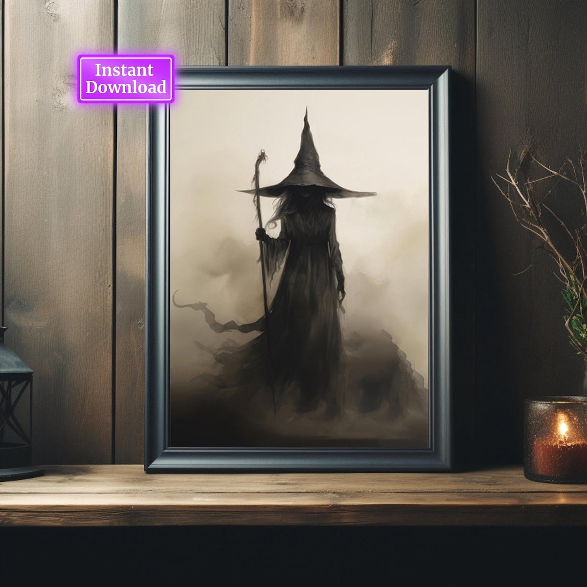 Miluva Witchy decor halloween wall art vintage witch halloween rustic ...