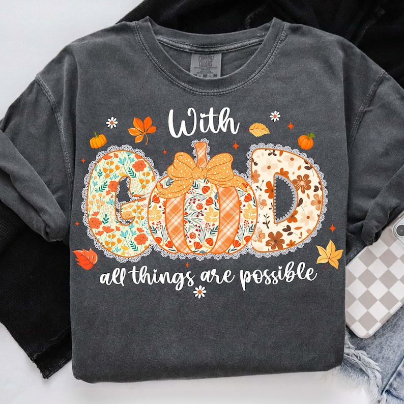 Miluva With GOD All Things Are Possible , Preppy Floral Fall Autumn ...