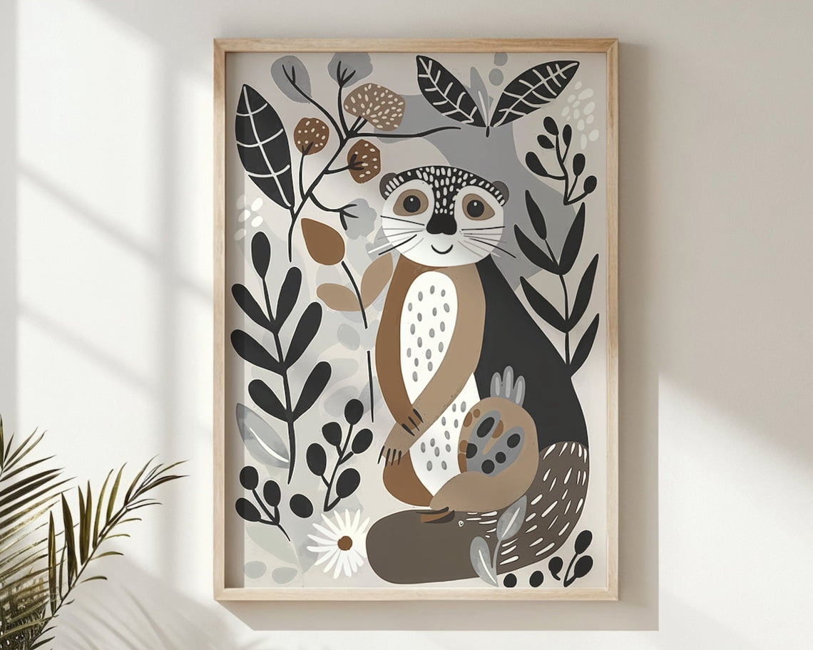 Miluva Woodland Lemur Nursery Wall Art, Kids Room Decor, Animal Poster ...