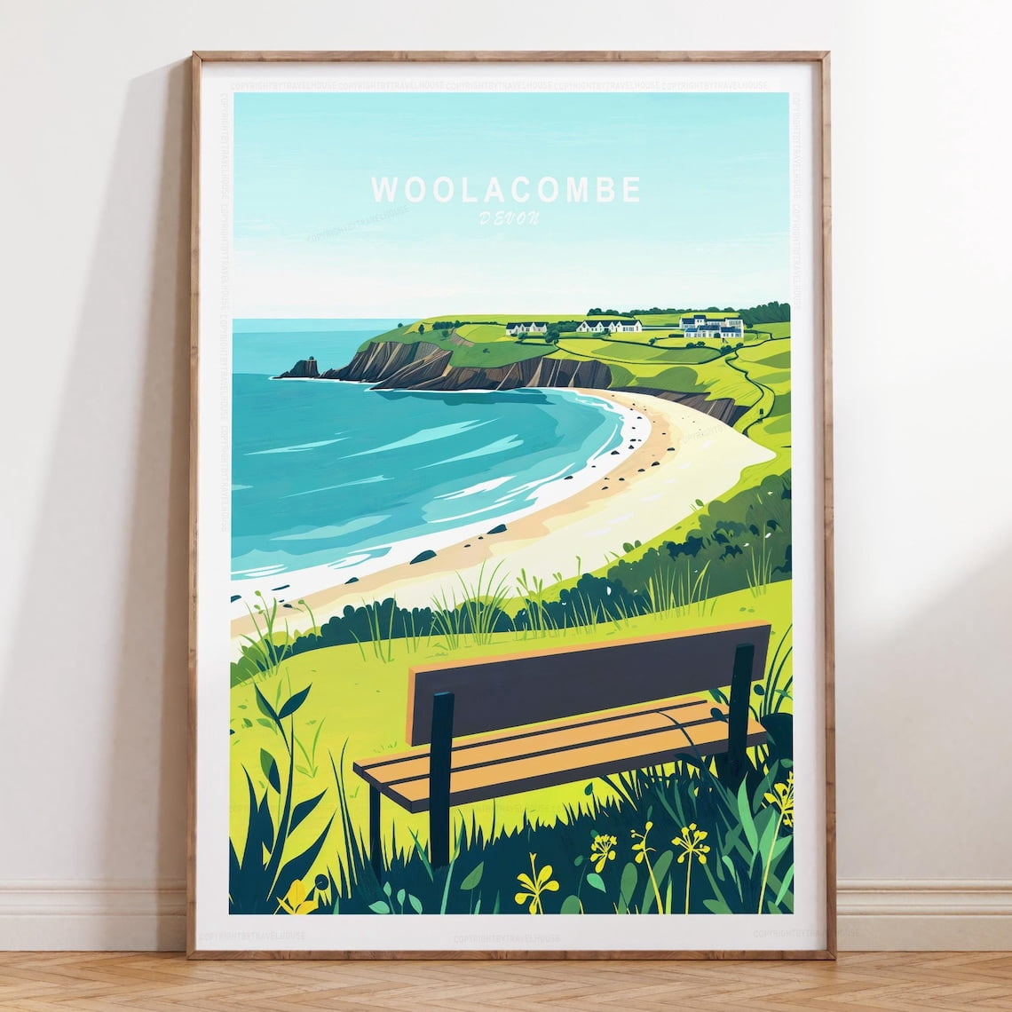 Miluva Woolacombe Beach Travel Wall Art, Devon Coastal Print, England ...