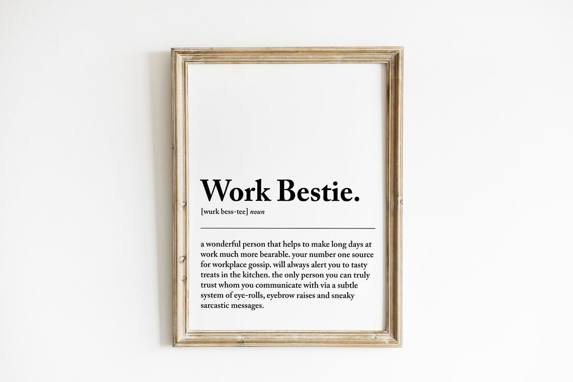 Miluva Work Bestie Definition Print Coworker Gift Office Wall Decor ...
