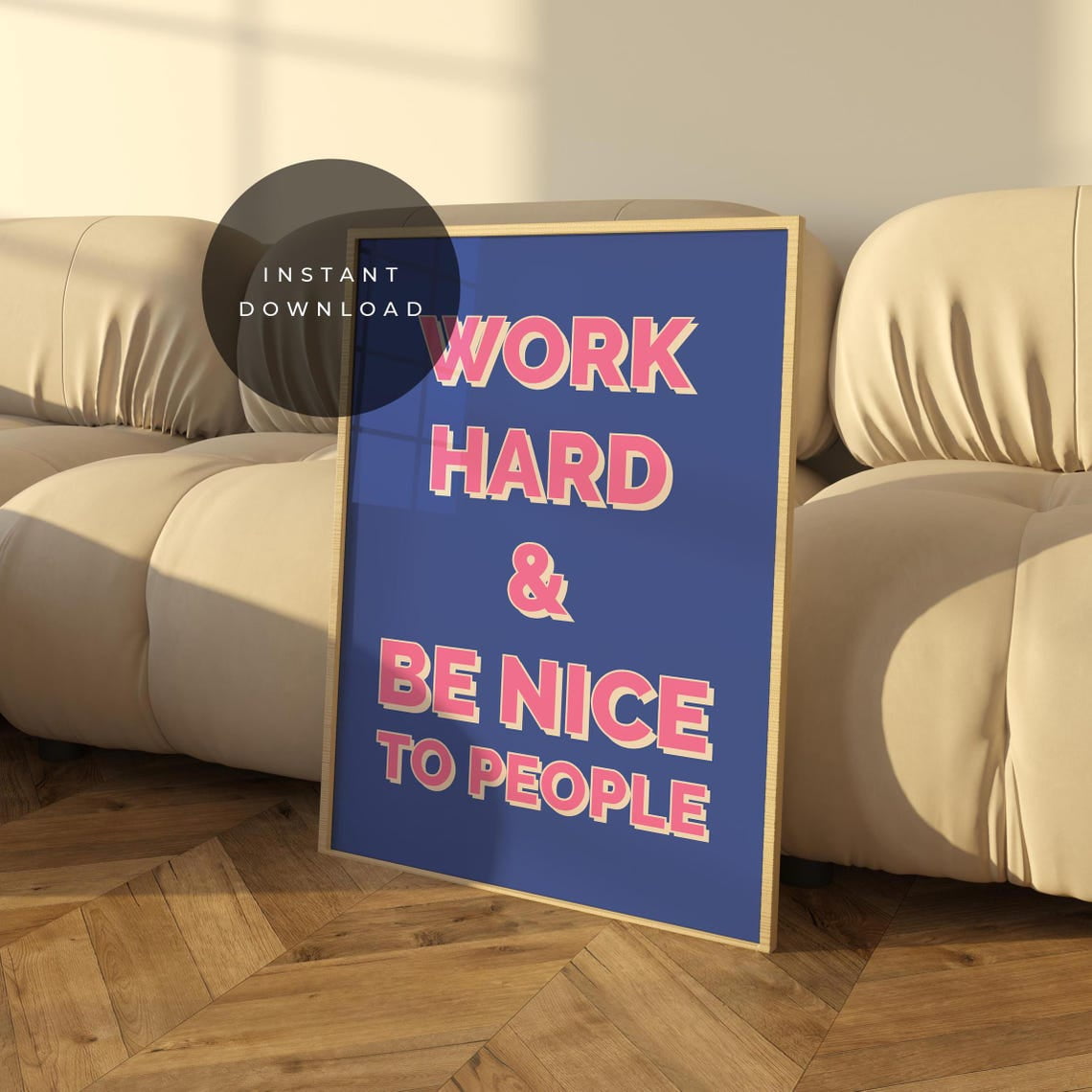 Miluva Work Hard And Be Nice To People Print, Digital Motivational Wall ...
