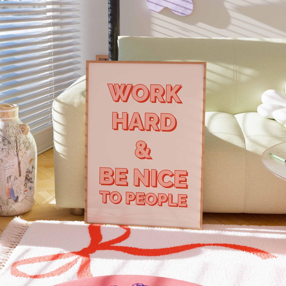 Miluva Work Hard & Be Nice To People, Wall Art Print, Inspirational ...