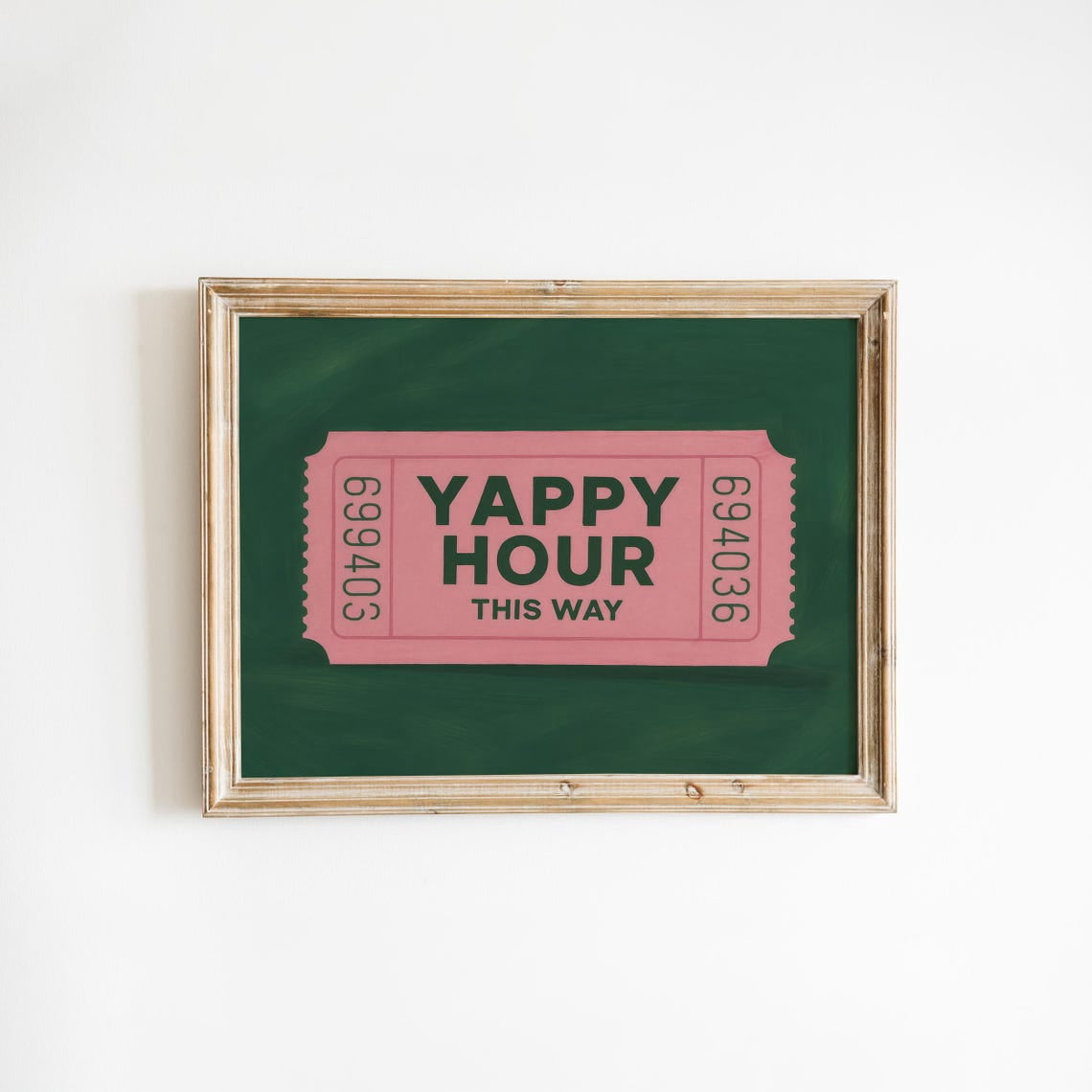 Miluva Yappy Hour Poster Pink Ticket Wall Art, Bar Sign Print, Retro ...