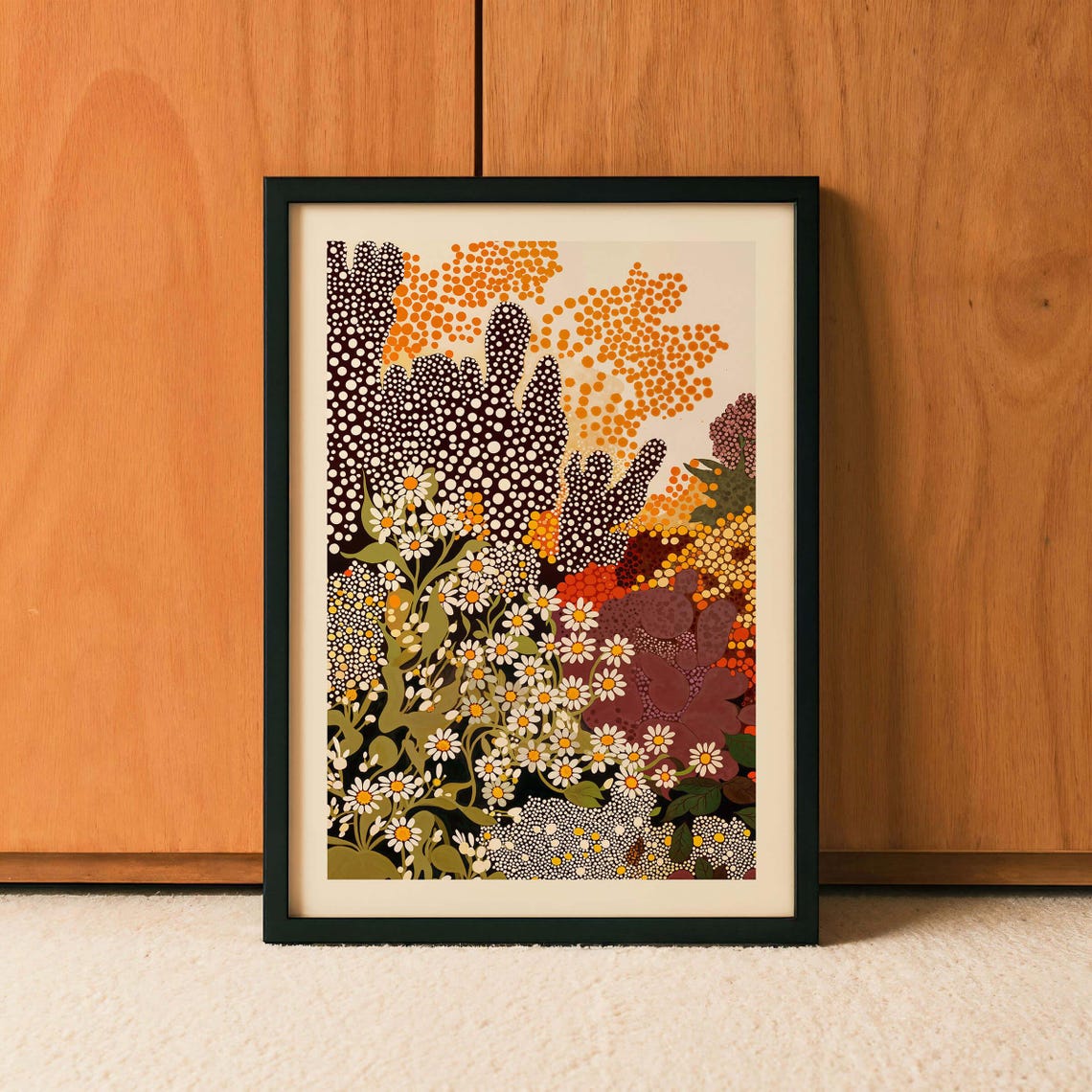 Miluva Yayoi Kusama Inspired Print Wildflower Wall Art Dotted Floral ...
