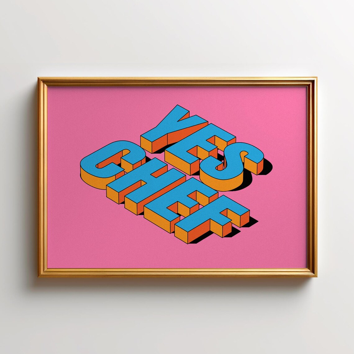 Miluva Yes Chef Dining Room And Kitchen Wall Art, Bold Retro Typography ...