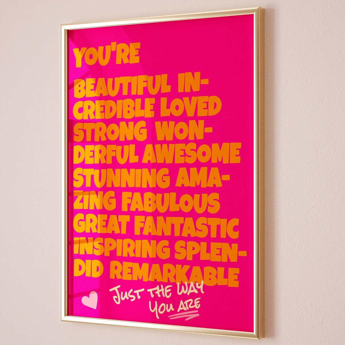 Miluva You Are Amazing Pink Wall Art - Pink Orange Preppy Wall Art ...