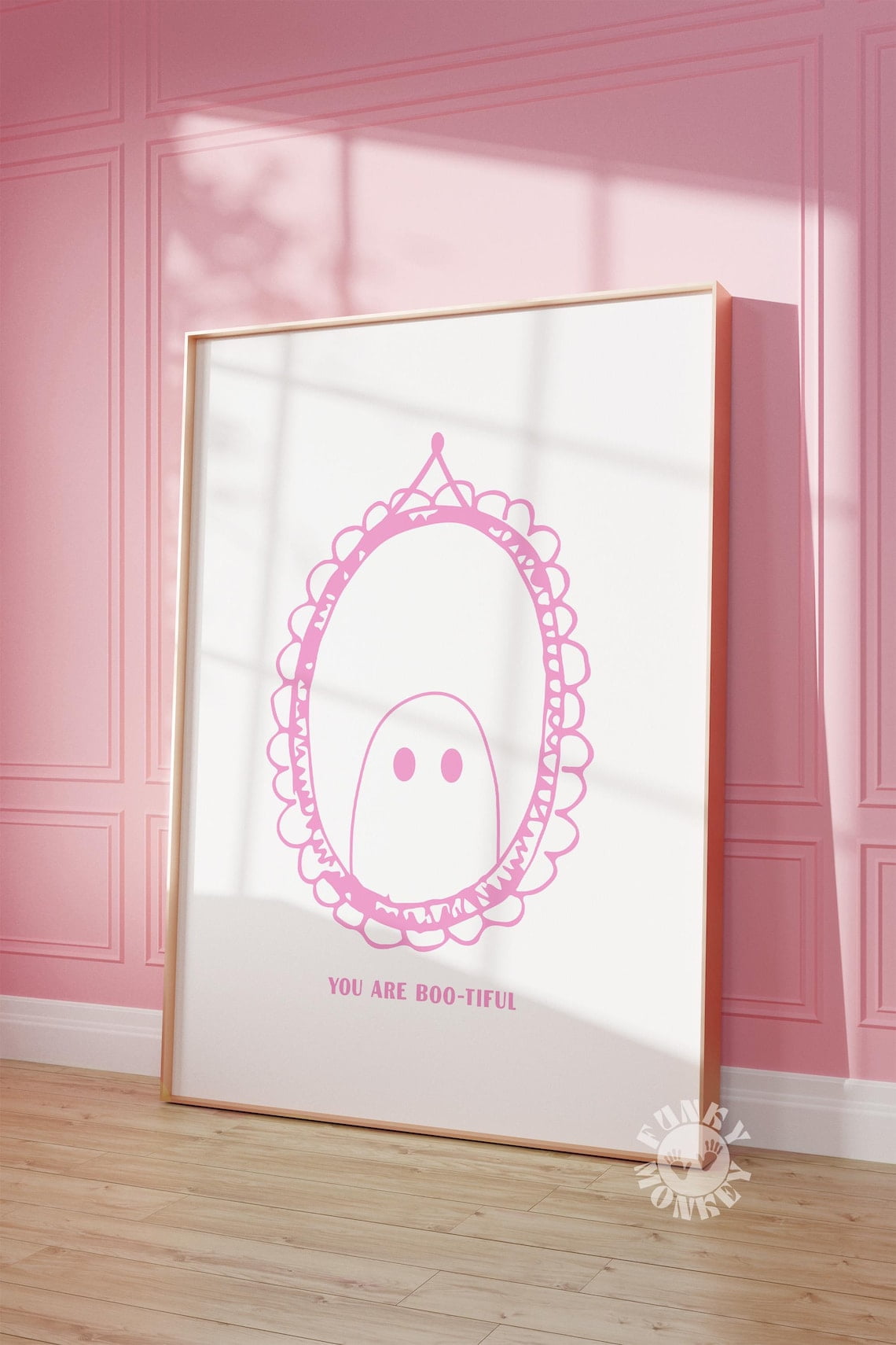 Miluva You Are Bootiful Poster, Pink Decor Cute Ghost Wall Art Print ...