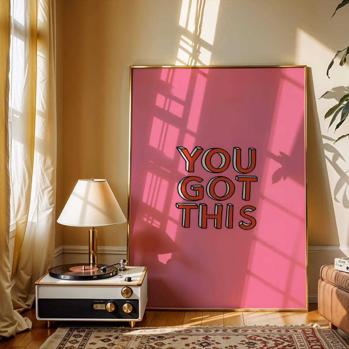 Miluva You Got This Wall Art, Pink Motivational Poster, Inspirational ...