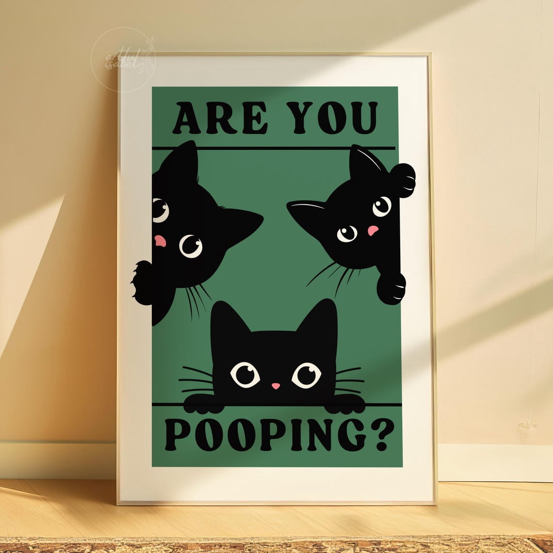 Miluva Are You Pooping Cat Print, Bathroom Art, Toilet Print, Animal ...