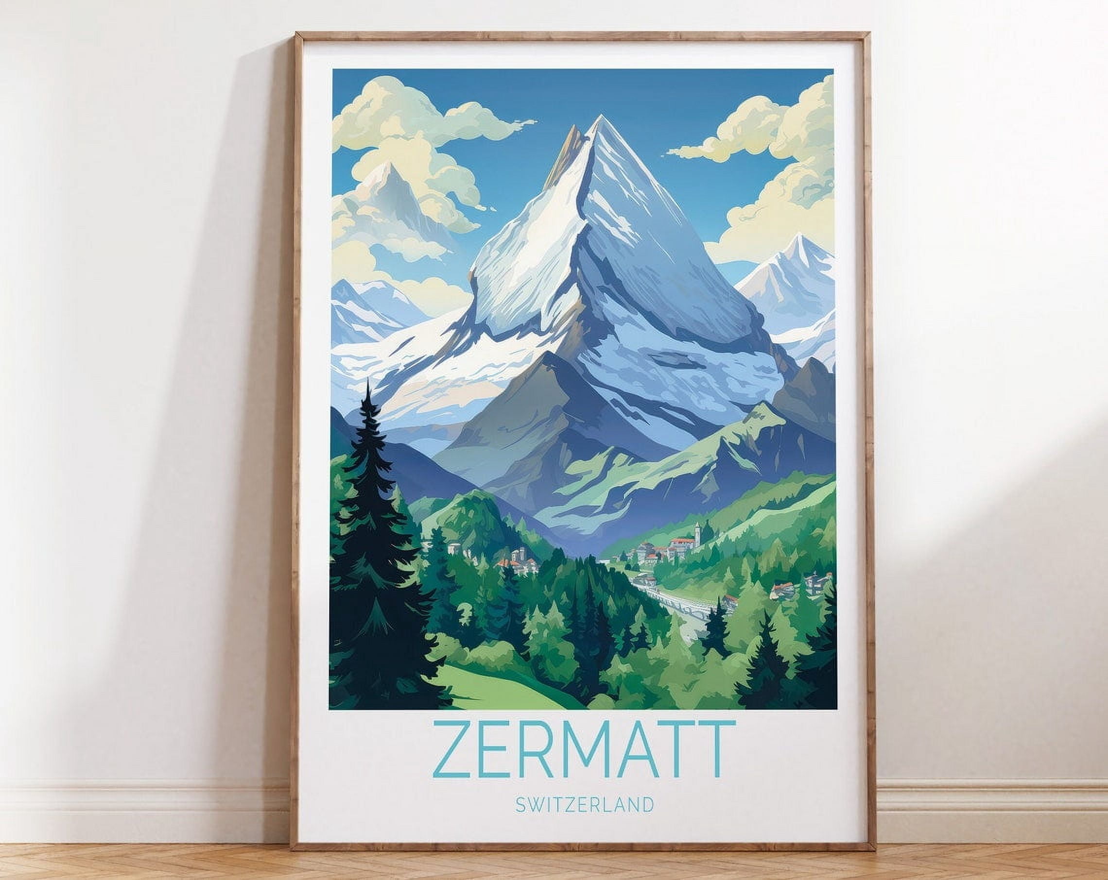 Miluva Zermatt Switzerland Travel Poster, Zermatt Switzerland Poster ...